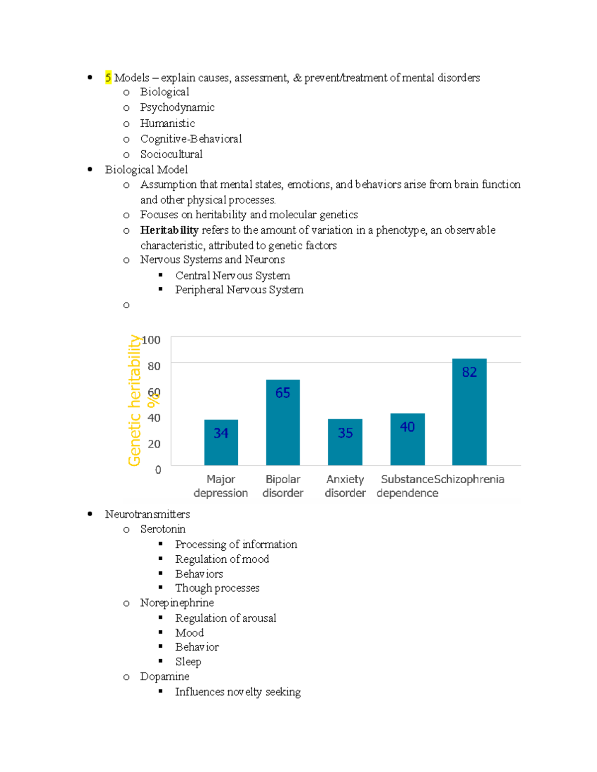 Chapter 2 - Perspectives on Abnormal Psychology - 5 Models – explain ...