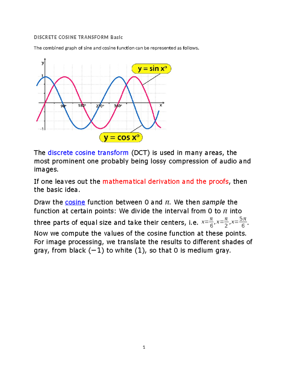 10 Discrete Cosine Transform Basic Discrete Cosine Transform Basic The Combined Graph Of Sine