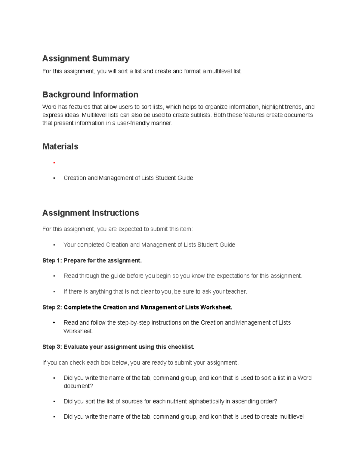 Hands-on Assignment-Creation and Management of Lists-Student Guide completed - Assignment ...