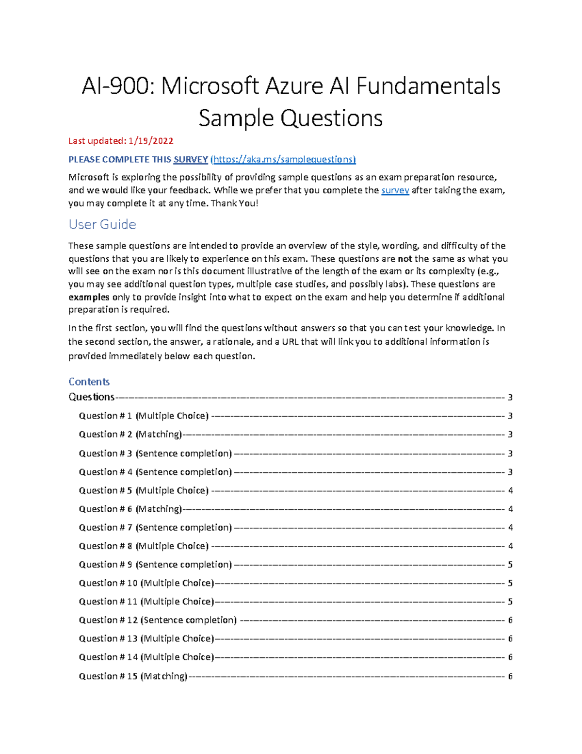 AI-900-Sample Questions and answers, for beginners - Azure - Studocu