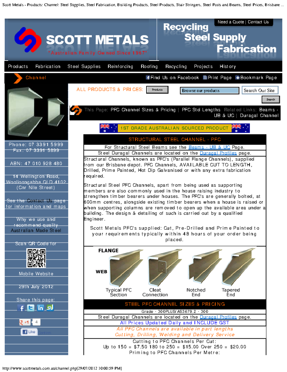 Scott Metals - Products Channel Steel Supplies, Steel Fabrication ...