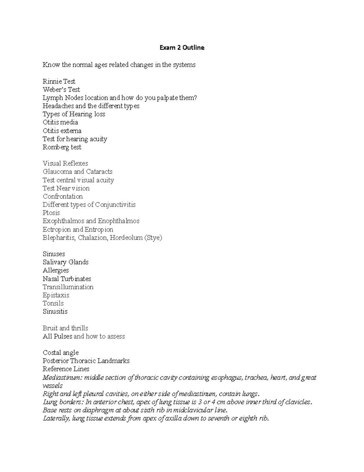 Studocu Exam 2 Outline - NOTES - Exam 2 Outline Know the normal ages ...
