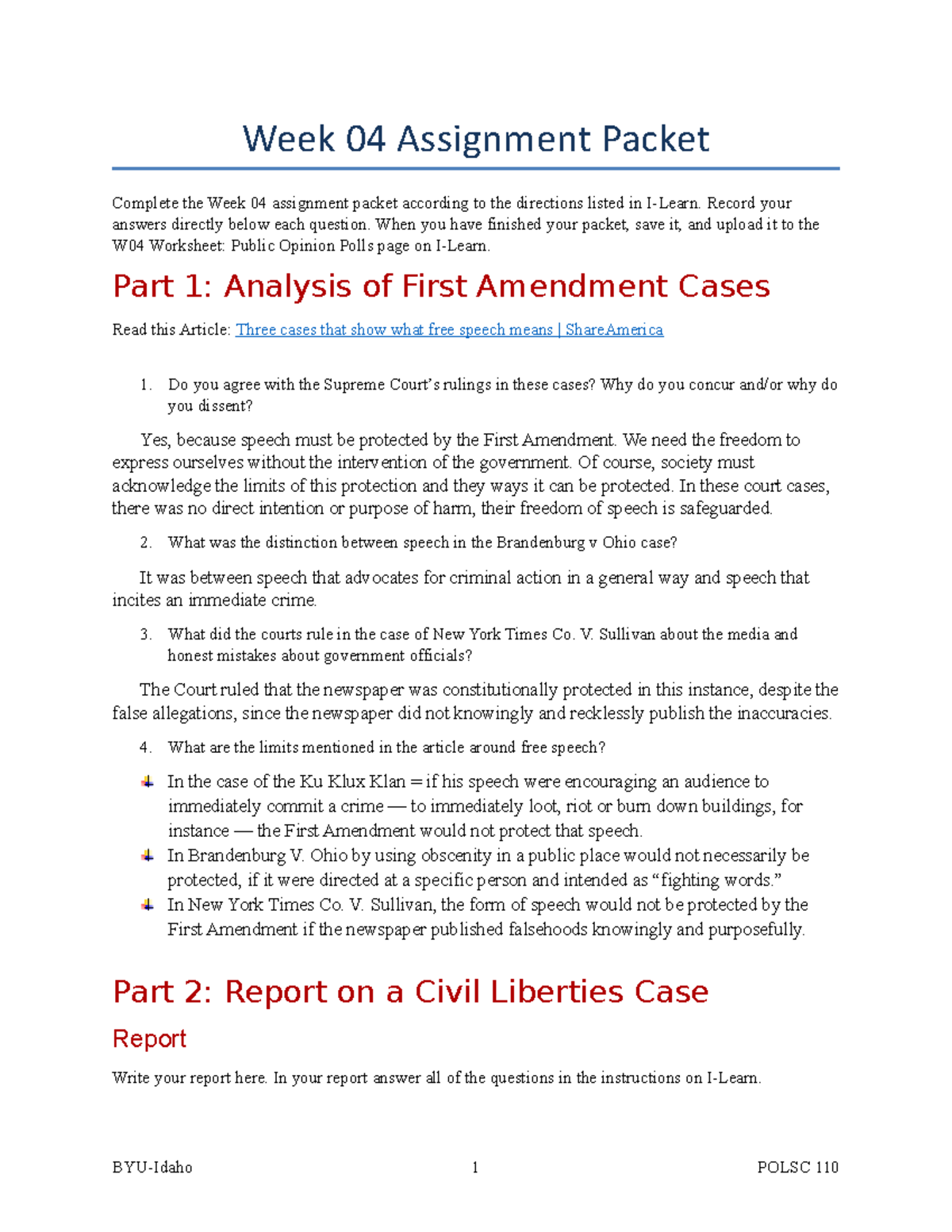 Week04assignment Worksheet Week 04 Assignment Packet Complete The Week 04 Assignment Packet