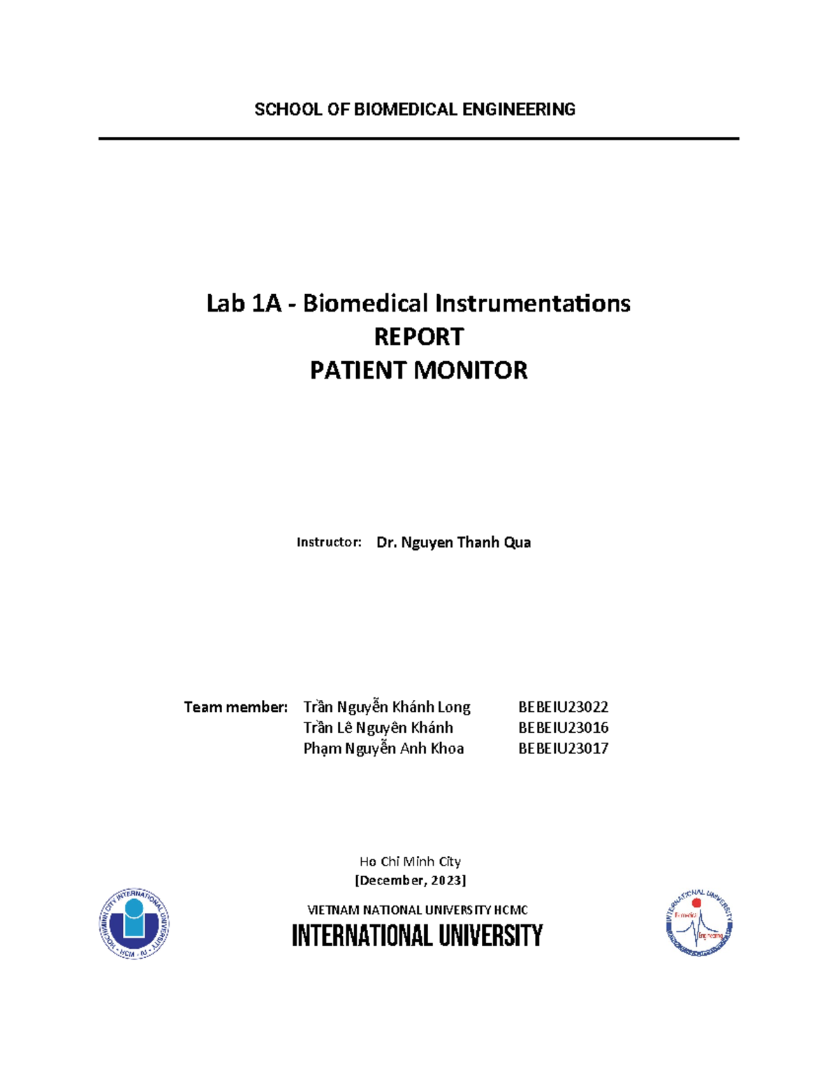 RP patient monitor - rp temp - SCHOOL OF BIOMEDICAL ENGINEERING Lab 1A - Biomedical ...