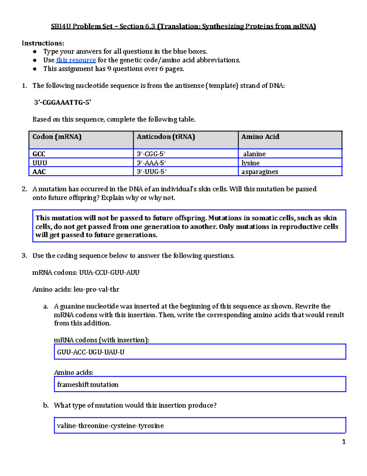 Ana Luiza Botelho Leal - 6.3 Problem Set - SBI4U Problem Set – Section ...