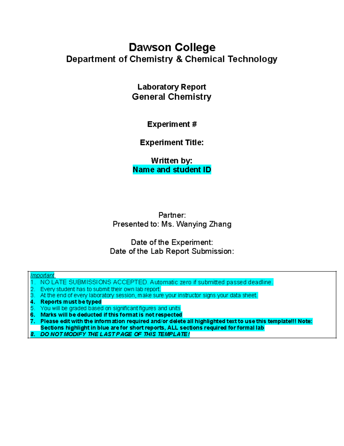 NYA Long Report Template(WZ) - Dawson College Department of Chemistry ...