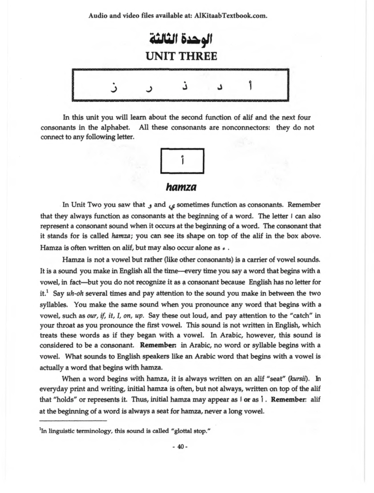 Unit 3 - Unit 3 from Alif Baa Textbook. - Audio and video files ...