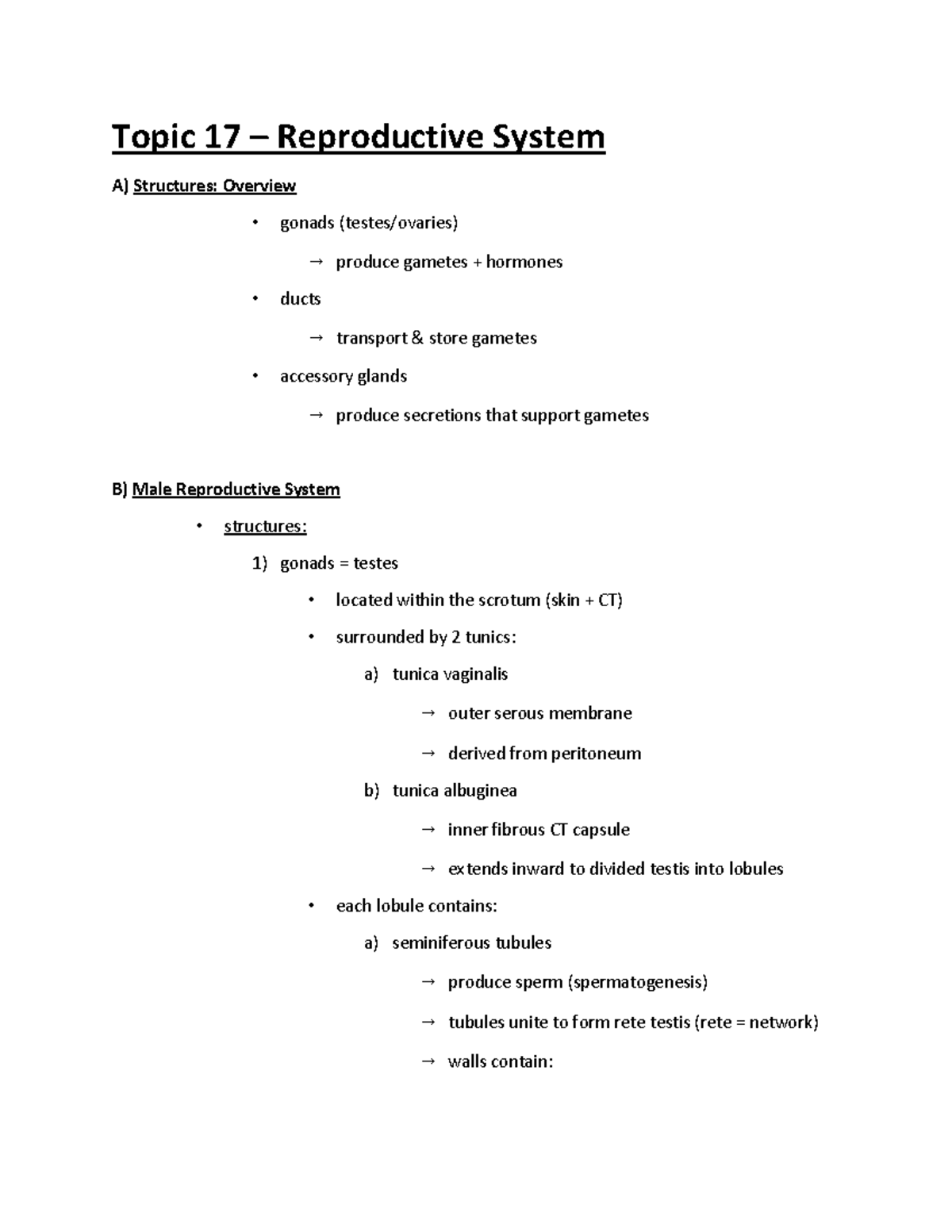 Topic 17 - Reproductive System - Topic 17 – Reproductive System A ...