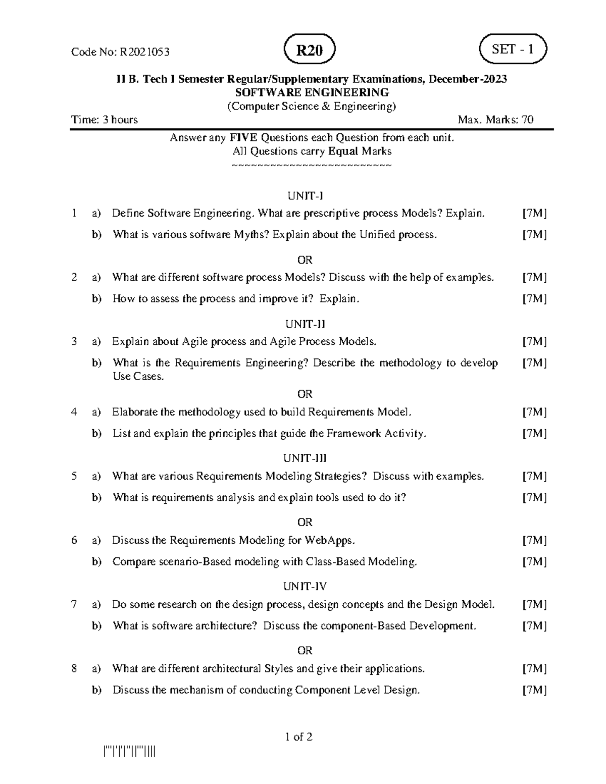 Software Engineering DEC 2023 - II B. Tech I Semester Regular ...