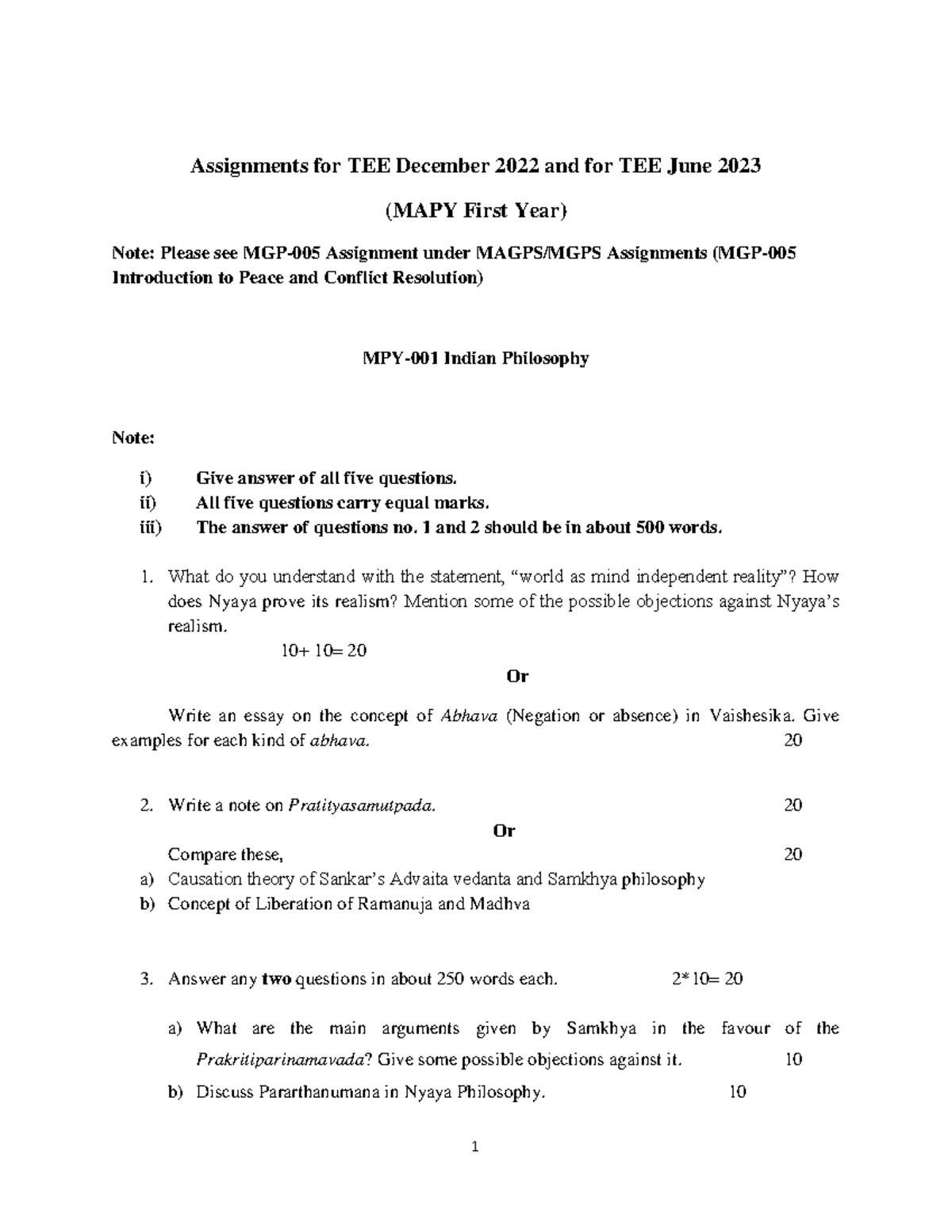 Ignou Philosophy assignment papers - Assignments for TEE December 2022 ...