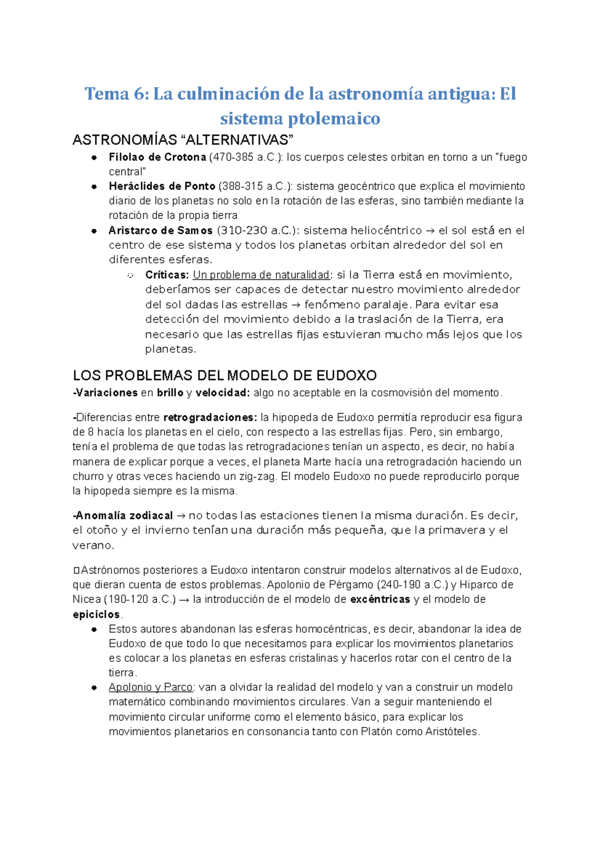 TEMA 6 - La culminación de la astronomía antigua - Tema 6: La ...