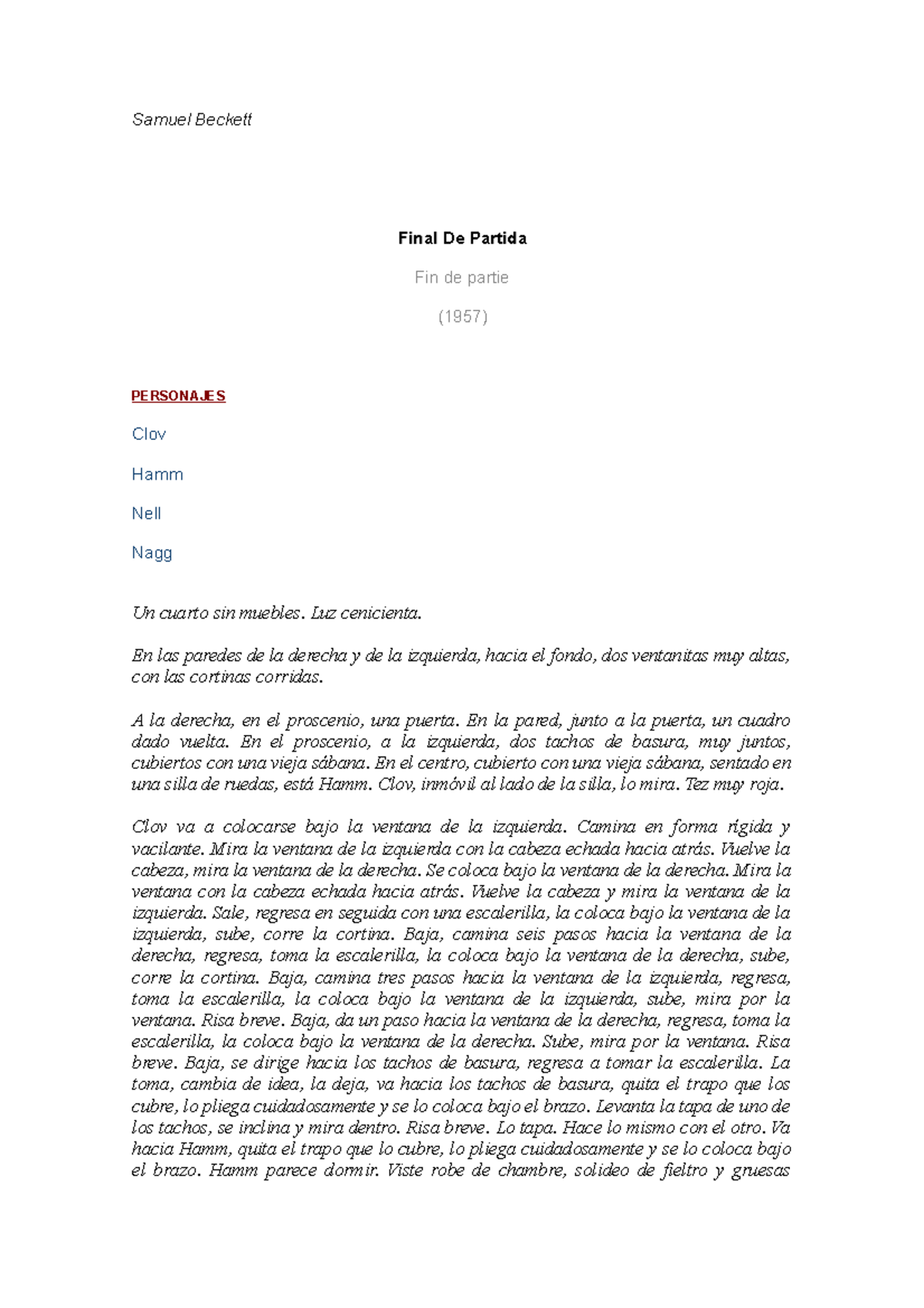 70376637 Final de Partida Samuel Becket - Samuel Beckett Final De ...