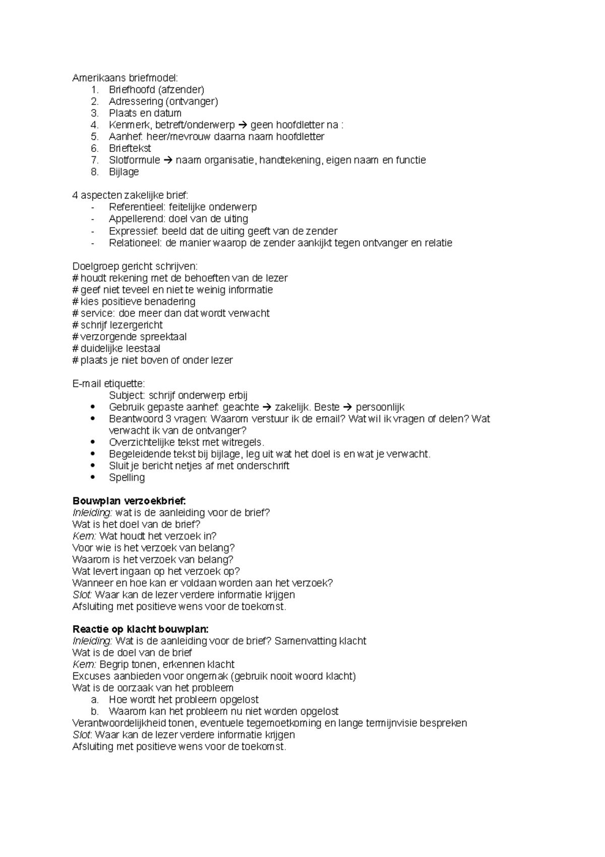 ZC bouwplannen - College-aantekening Werkcolleges - Amerikaans ...