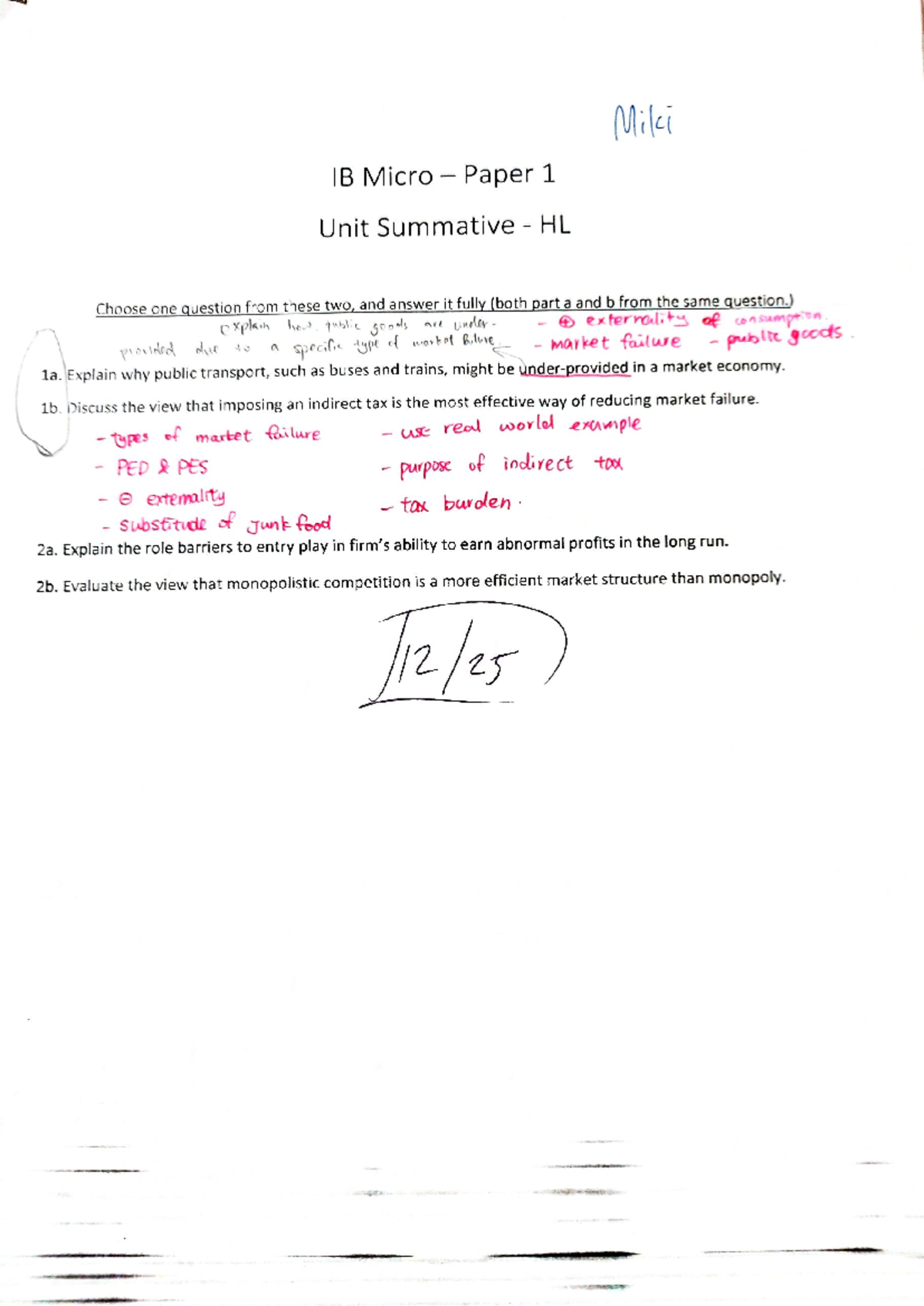 IB Econ Paper 1 sample - Its IB Economics HL - Studocu