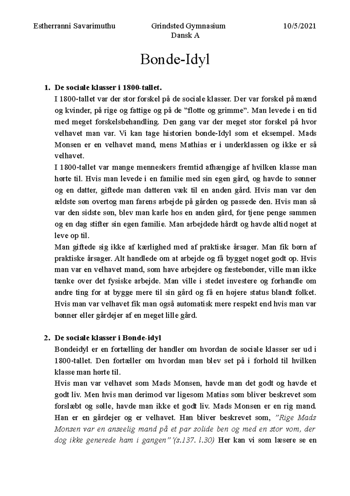 Bonde Idyl (mini DHO) - Estherranni Savarimuthu Grindsted Gymnasium 10 ...