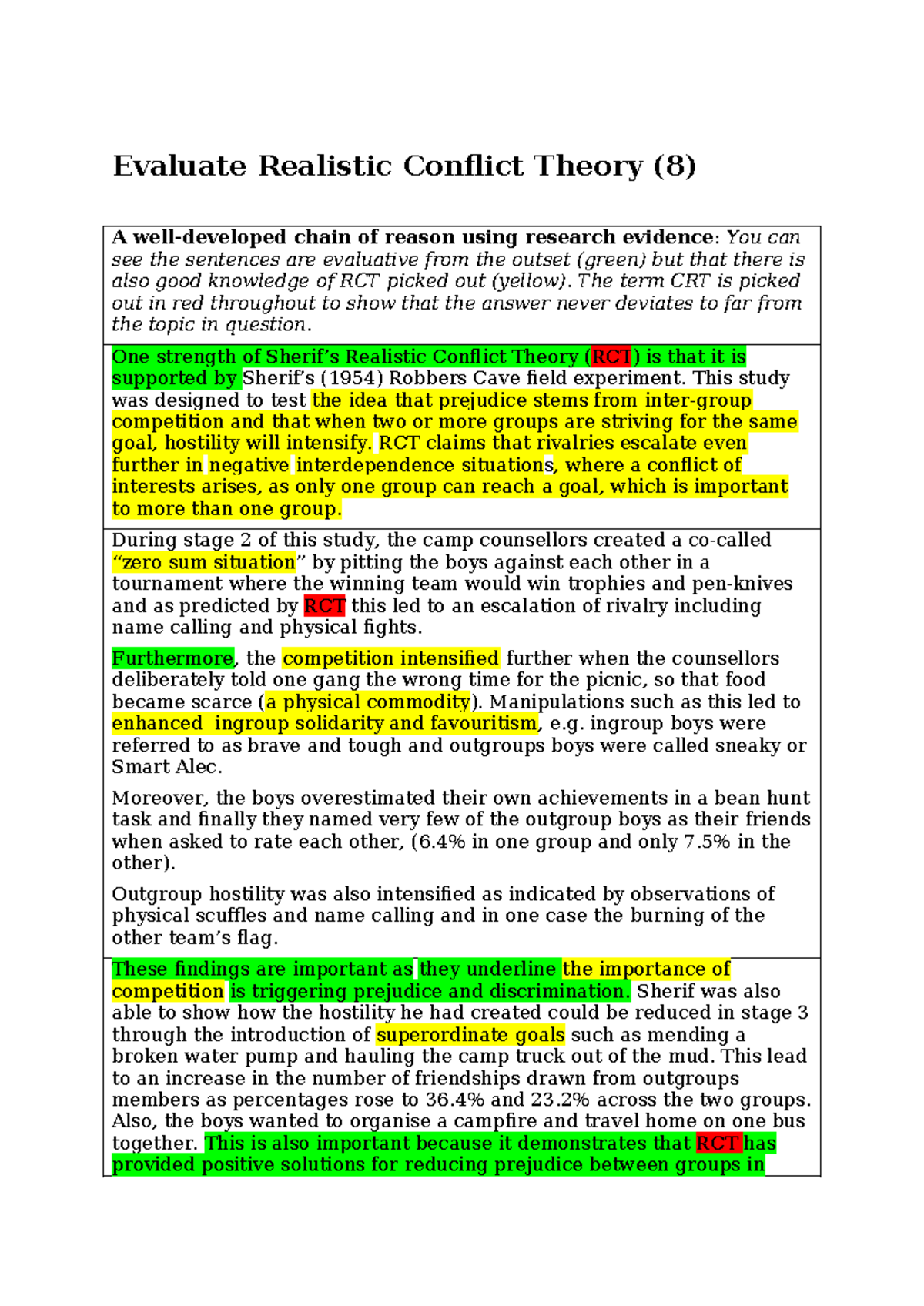Evaluate realistic conflict theory 8 - Evaluate Realistic Conflict ...