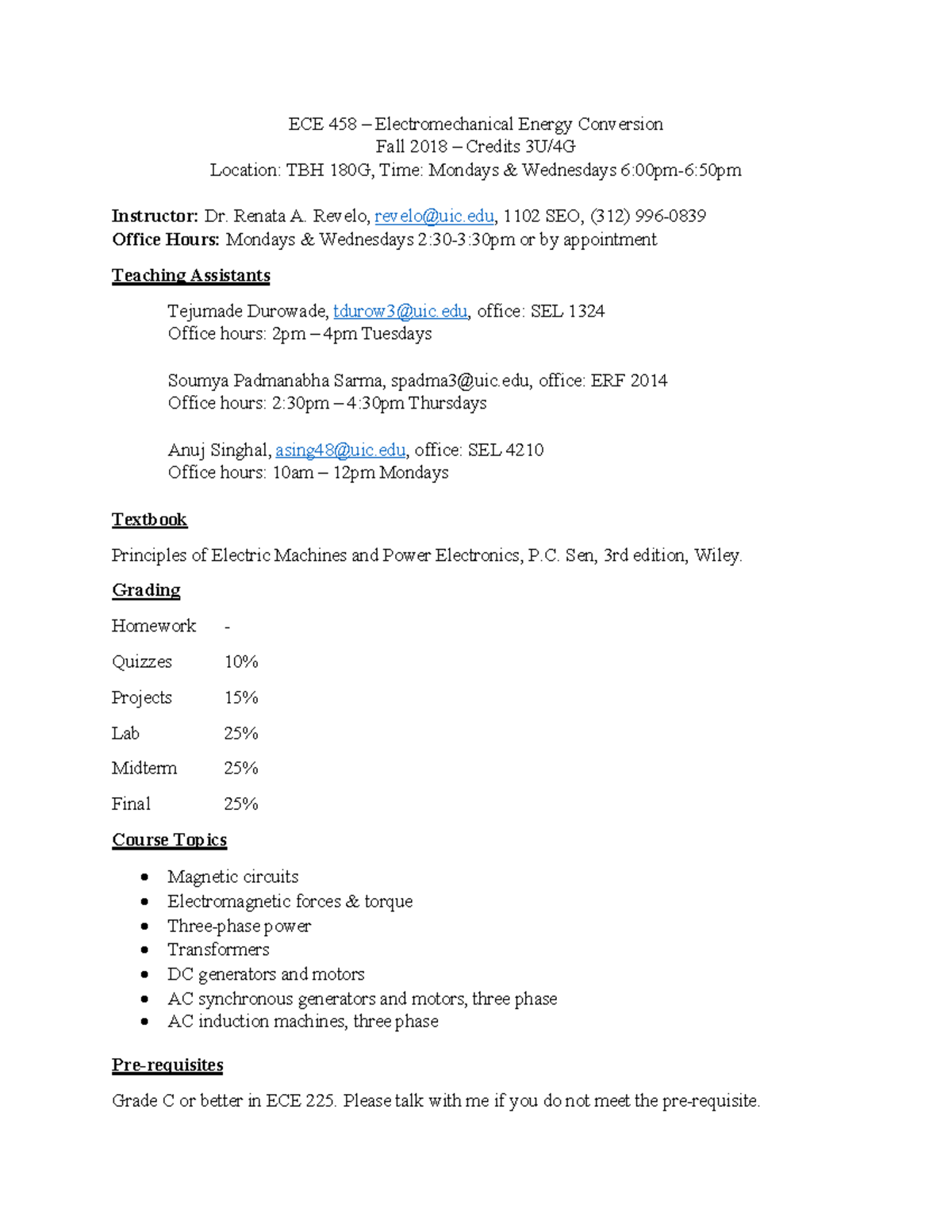 ECE 458 FA18 Syllabus - ECE 458 Electromechanical Energy Conversion ...