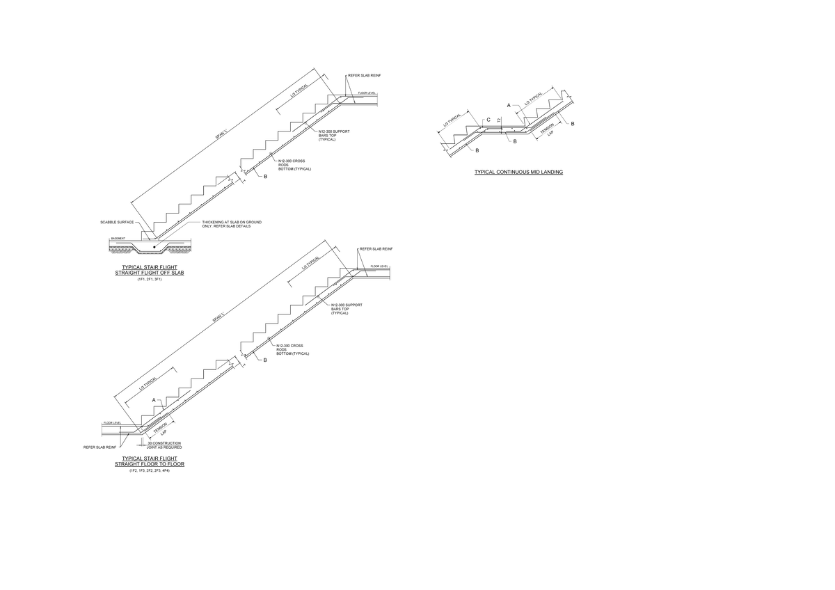 Stairs Detail - TYPICAL STAIR FLIGHT STRAIGHT FLIGHT OFF SLAB TYPICAL ...