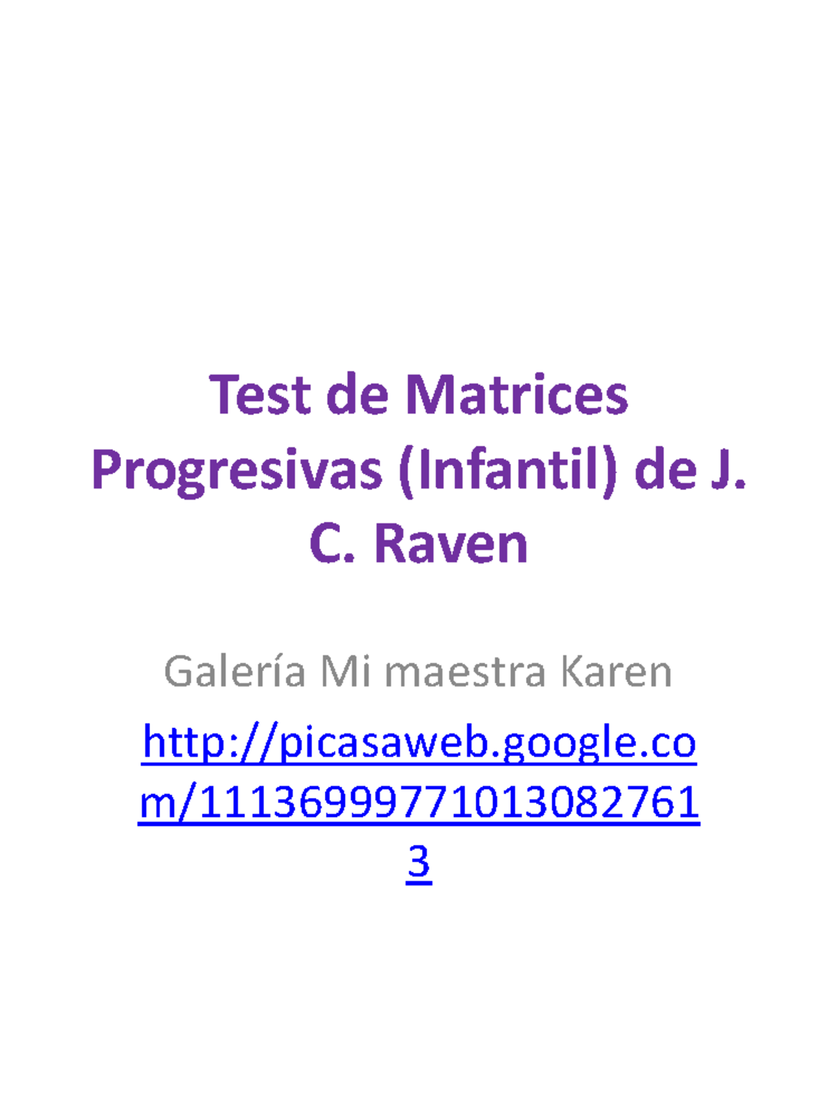 Matrices Progresivas Infantil - Psicologia - Test de Matrices ...