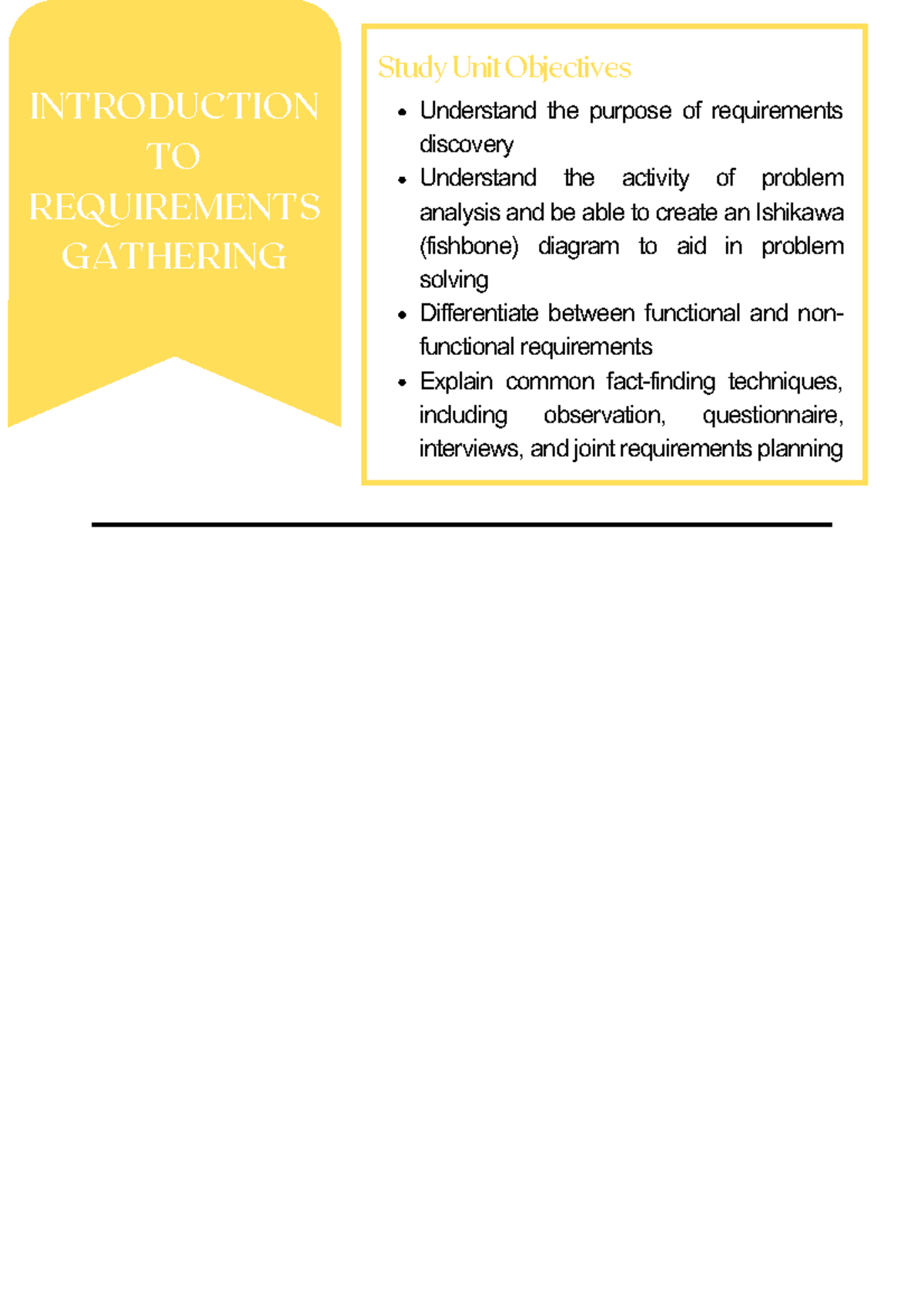 SUT 5 - Understand the purpose of requirements discovery Understand the ...