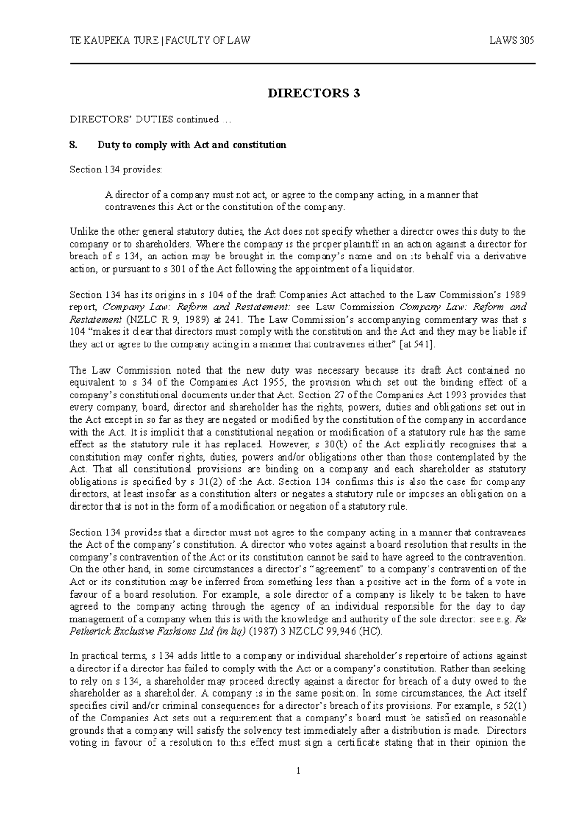 Directors Handout 3 (Reckless Trading Duty of Care - DIRECTORS 3 ...