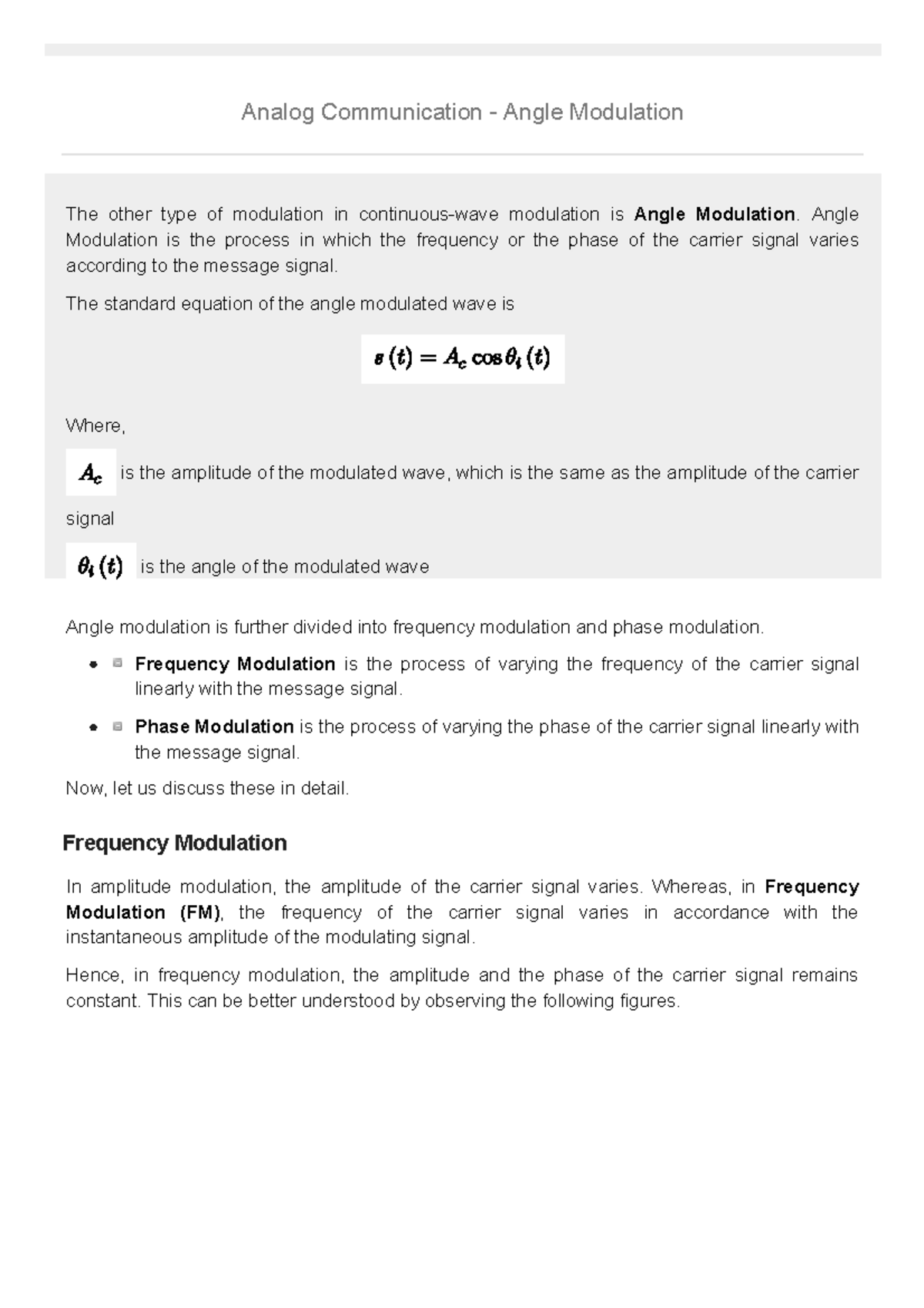 ICS Chapter 3 4 - a good thing - Analog Communication - Angle Modulation Analog Communication ...