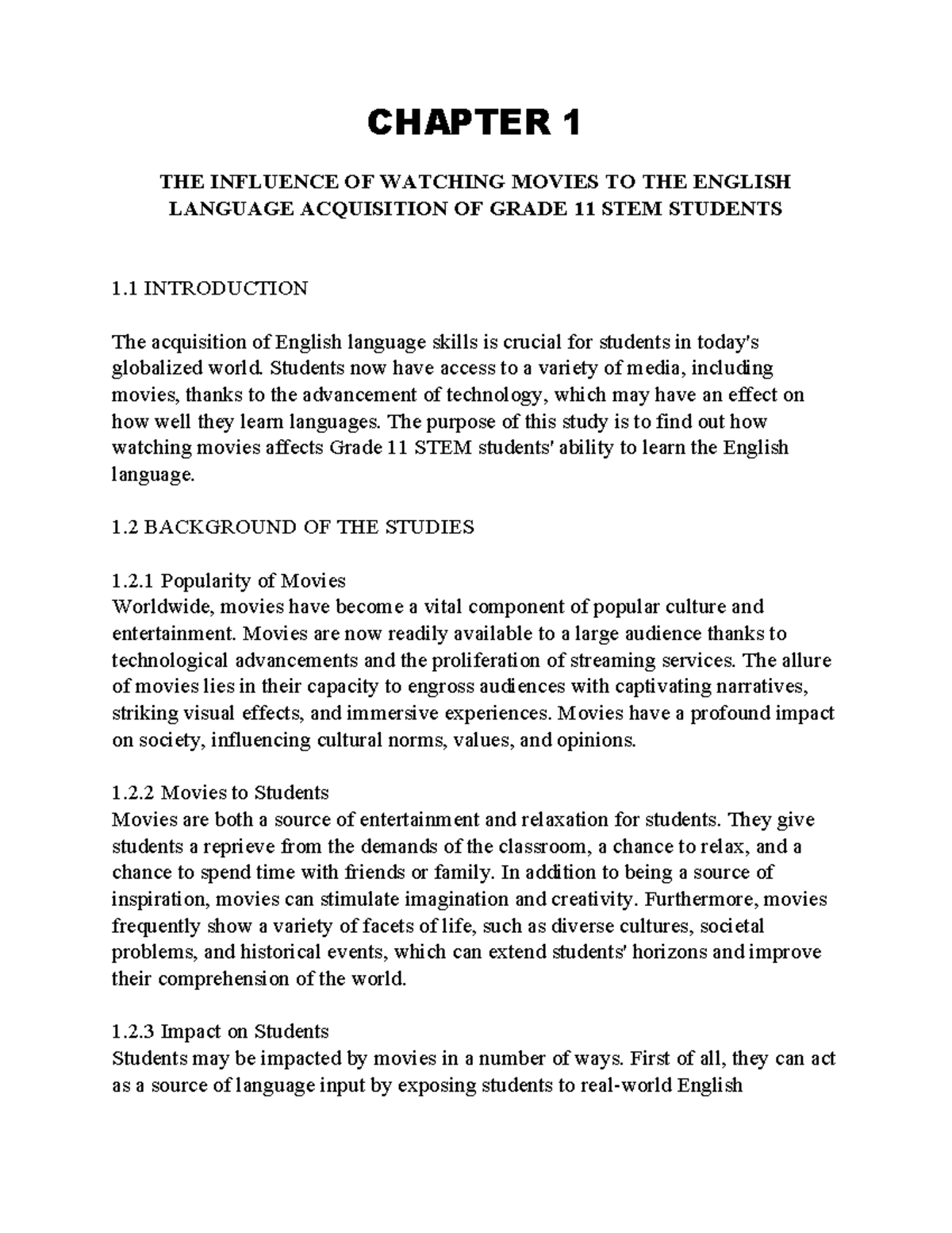 Research paper template 01 - CHAPTER 1 THE INFLUENCE OF WATCHING MOVIES ...