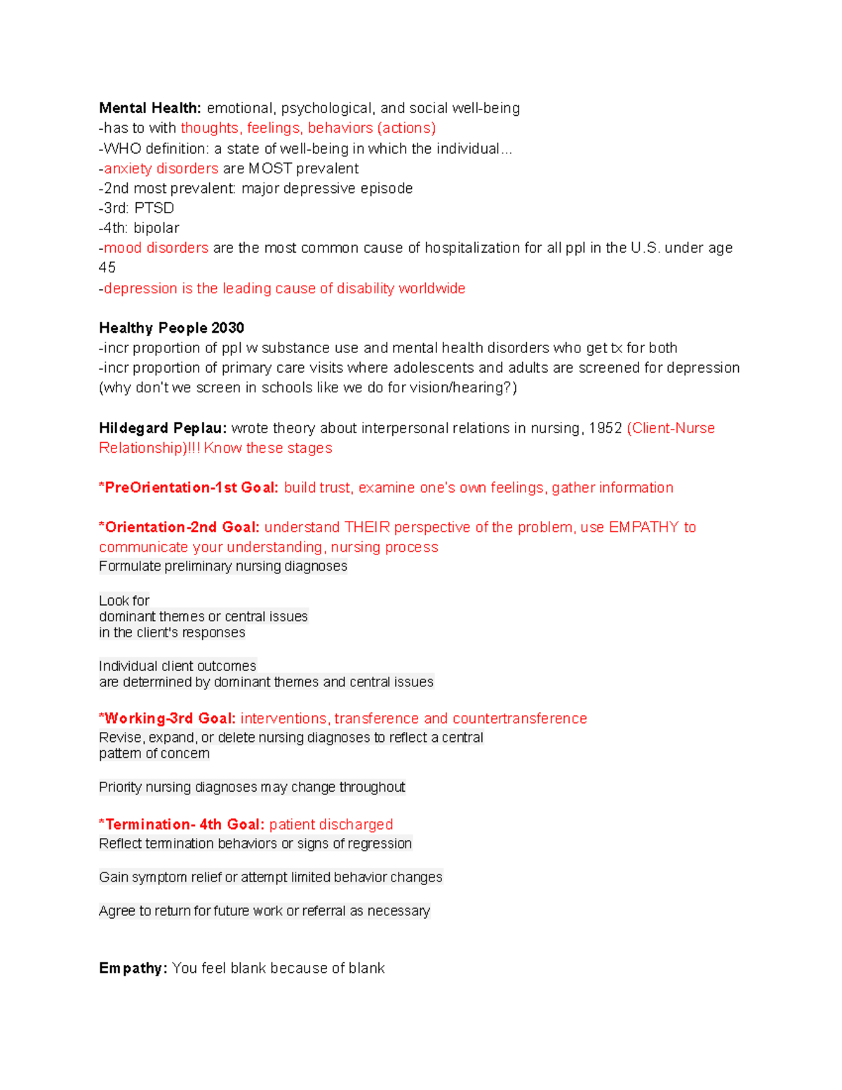 Foundations- Chapter 1,2,23 - Mental Health: emotional, psychological ...
