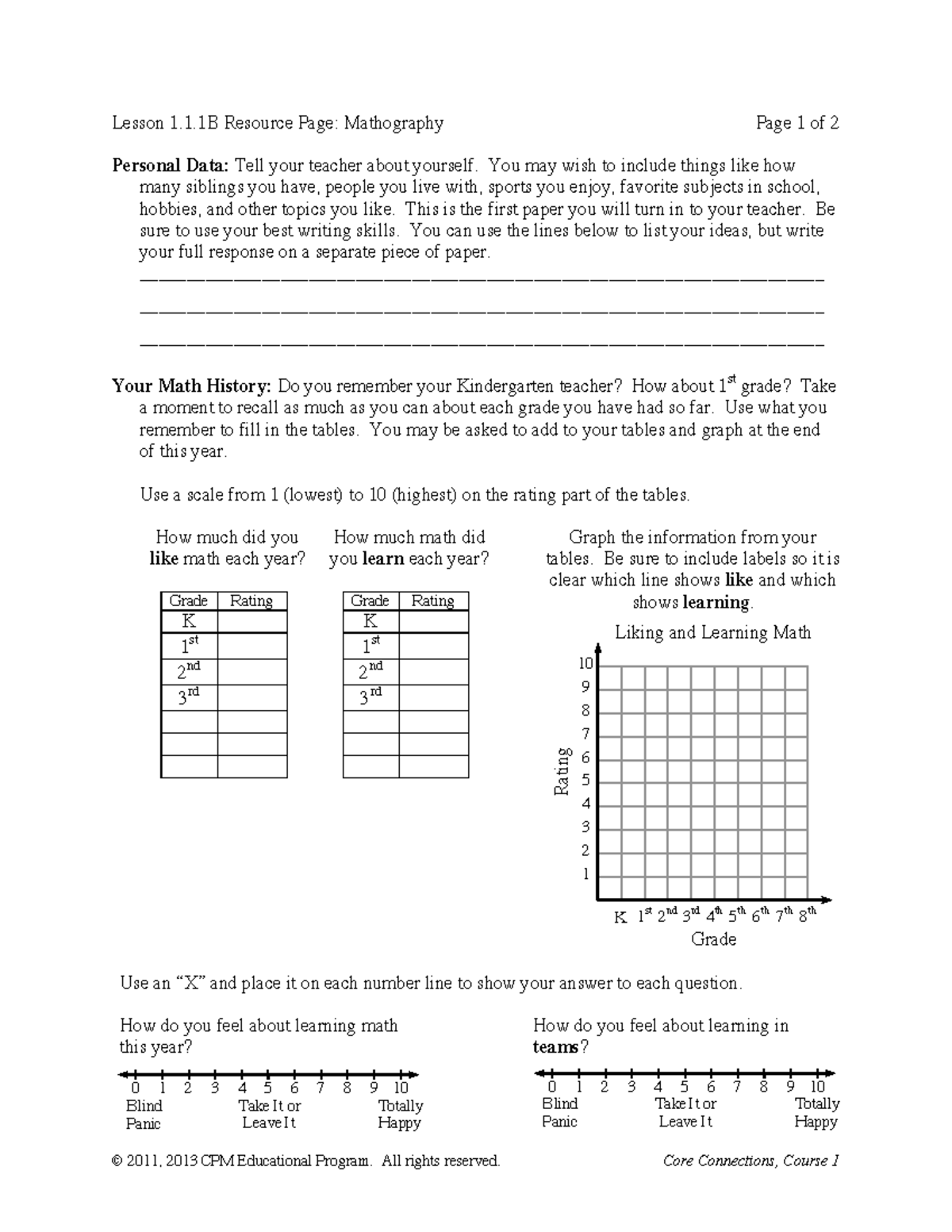 CC1 Lesson 1.1.1B RP - Math - © 2011, 2013 CPM Educational Program. All ...