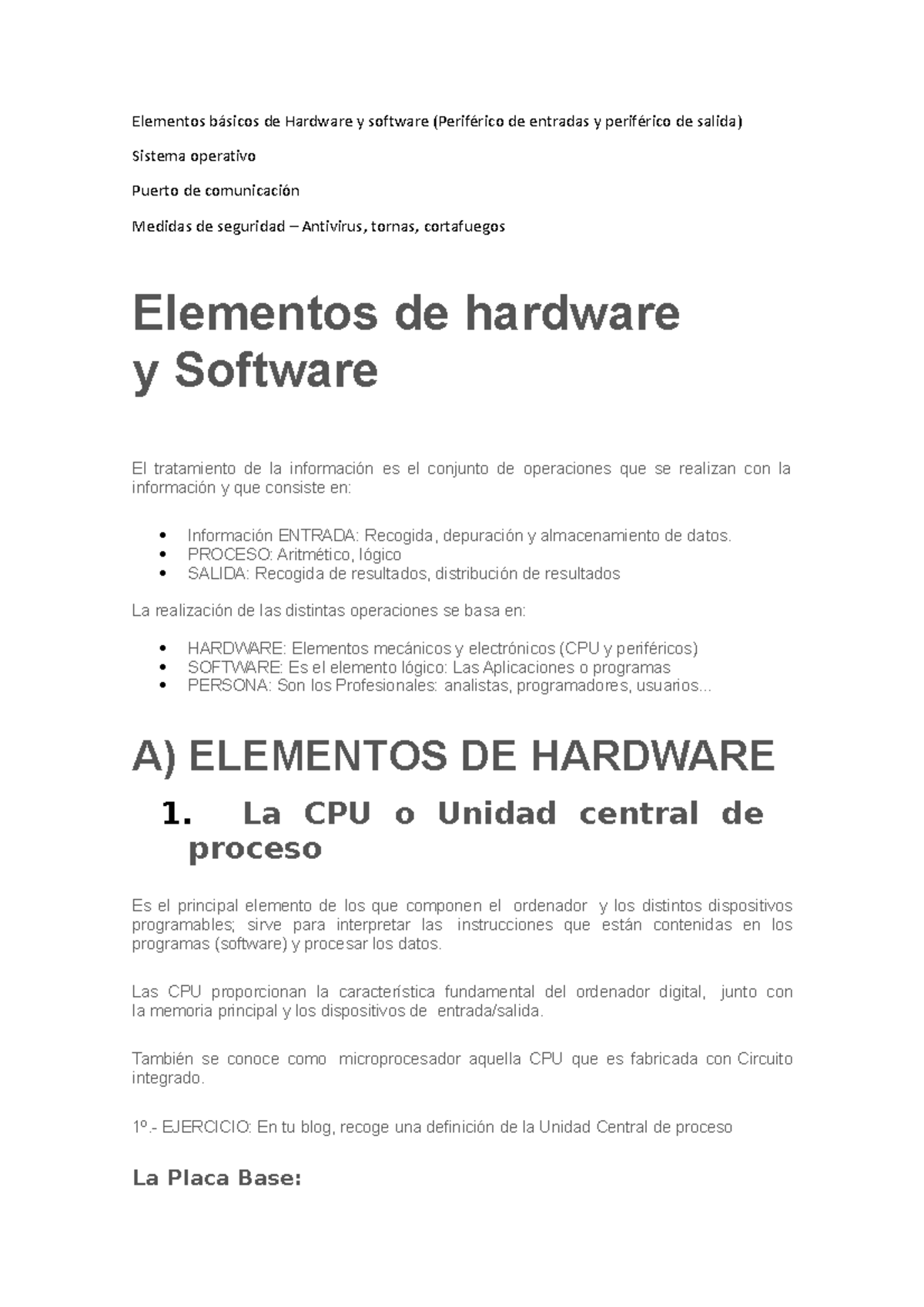 Elementos básicos de Hardware y software - Elementos básicos de ...