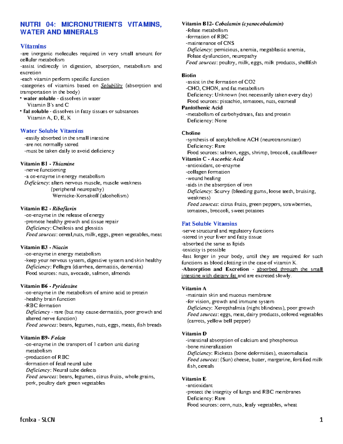 Lesson 4 Micronutrients - fcnlxa - SLCN 1 NUTRI 0 4: MICRONUTRIENTS ...