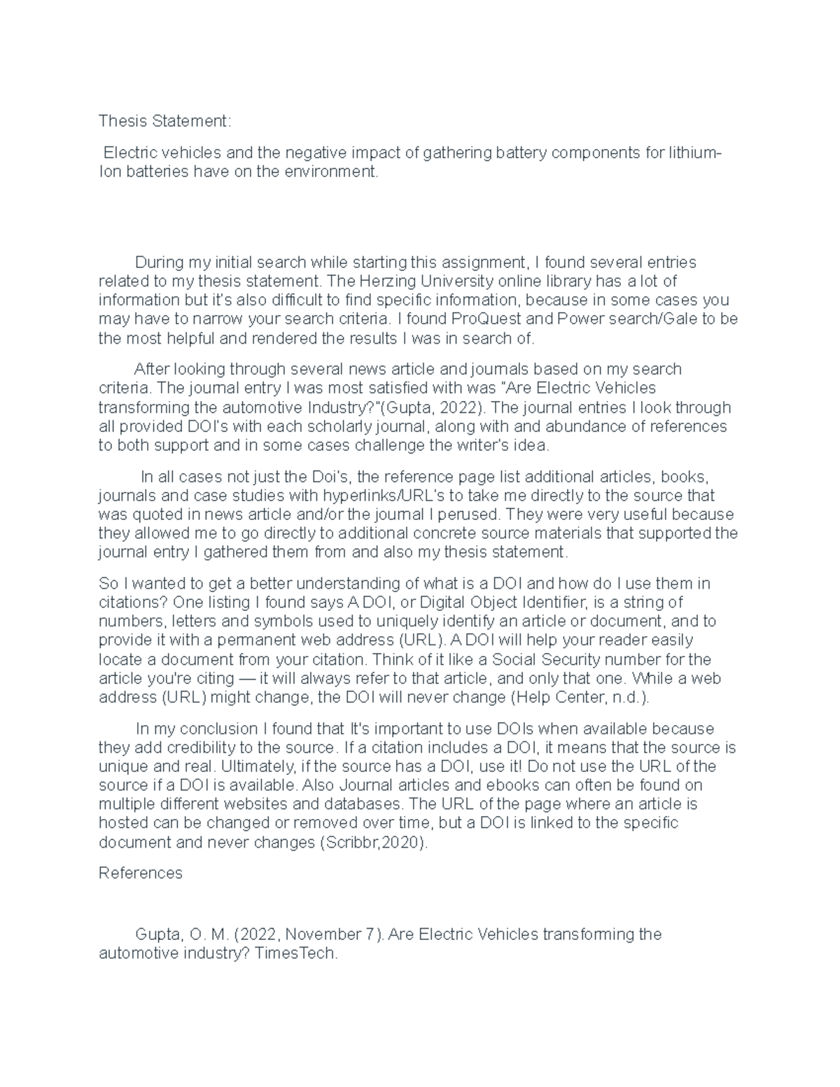 Unit 4 Discussion - DOIs and the Reference Page (24) - Thesis Statement ...