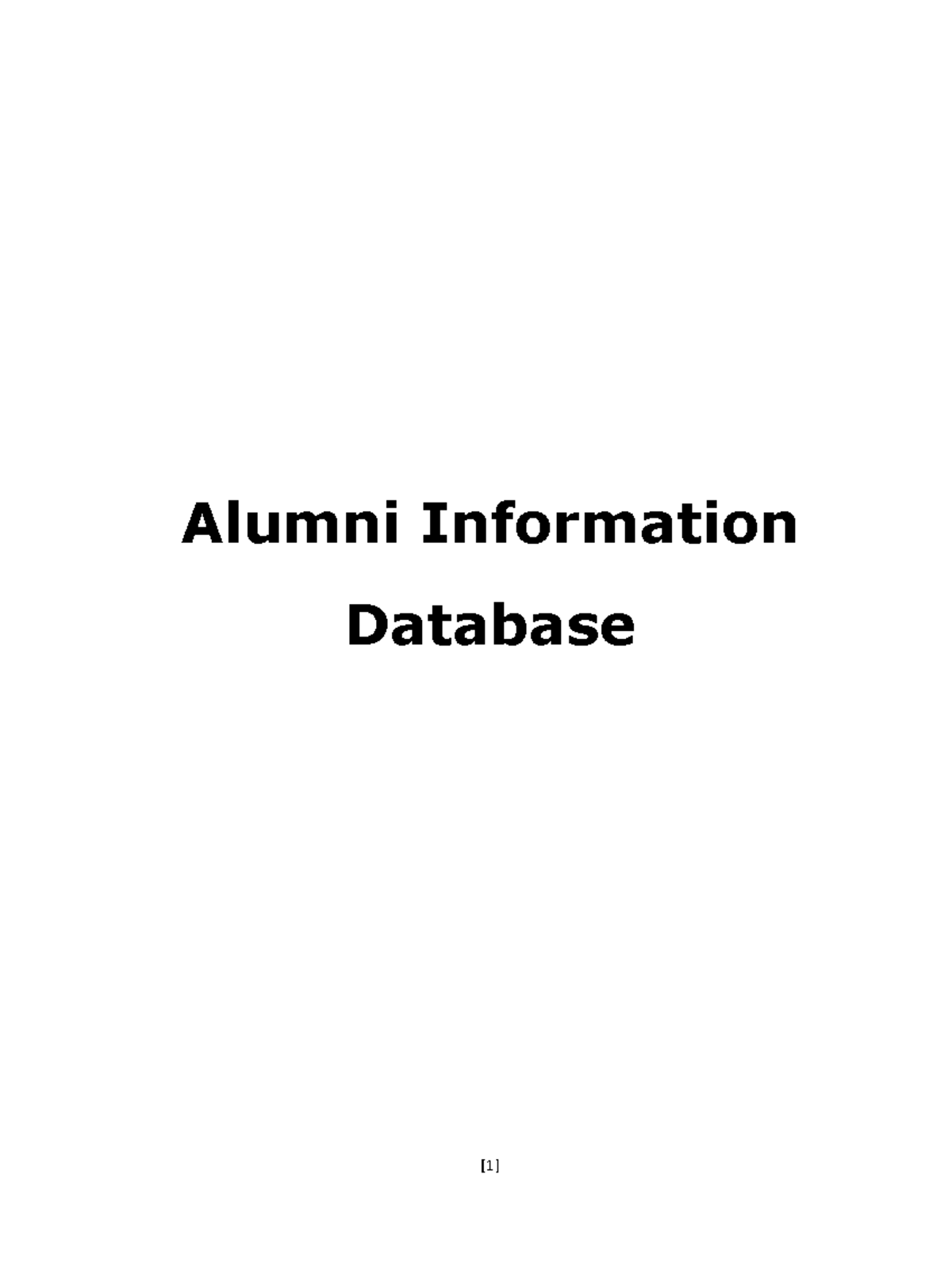 Alumni Management System Report - Alumni Information Database INDEX ...