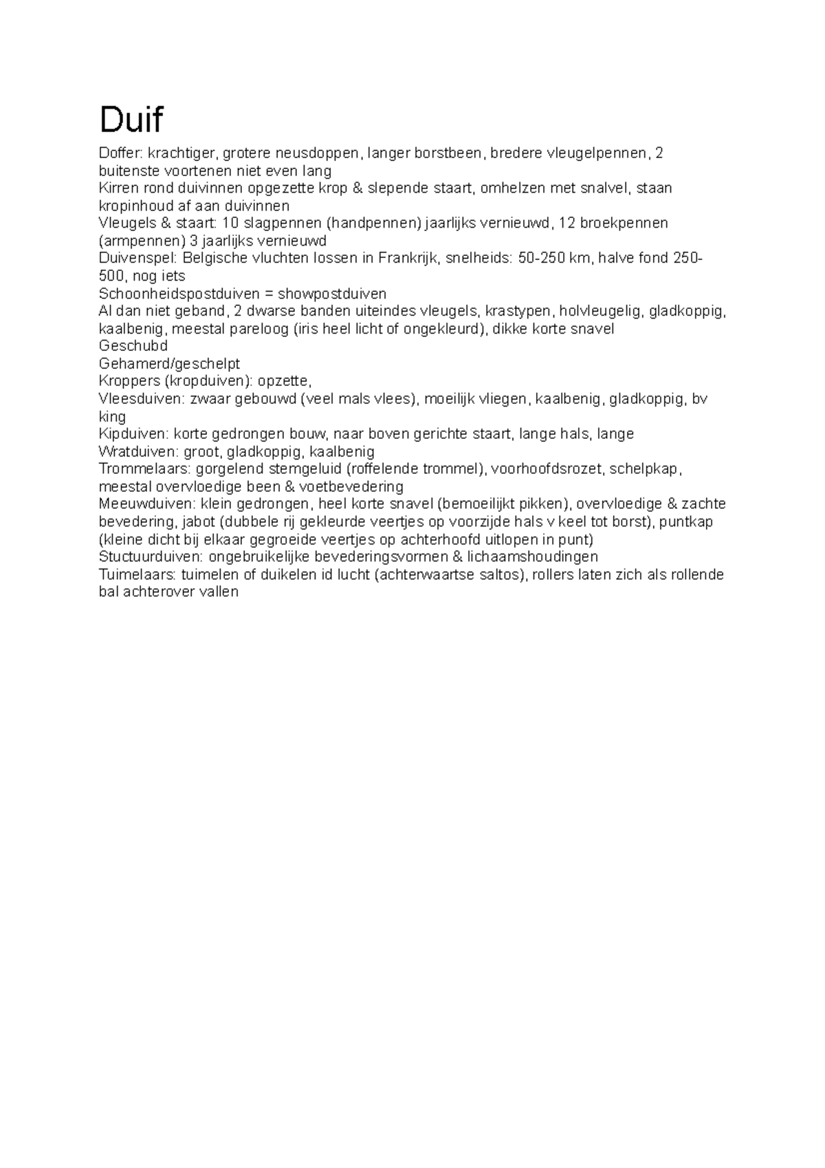 Rassenleer duif - Lieve Meulemans - Duif Doffer: krachtiger, grotere ...