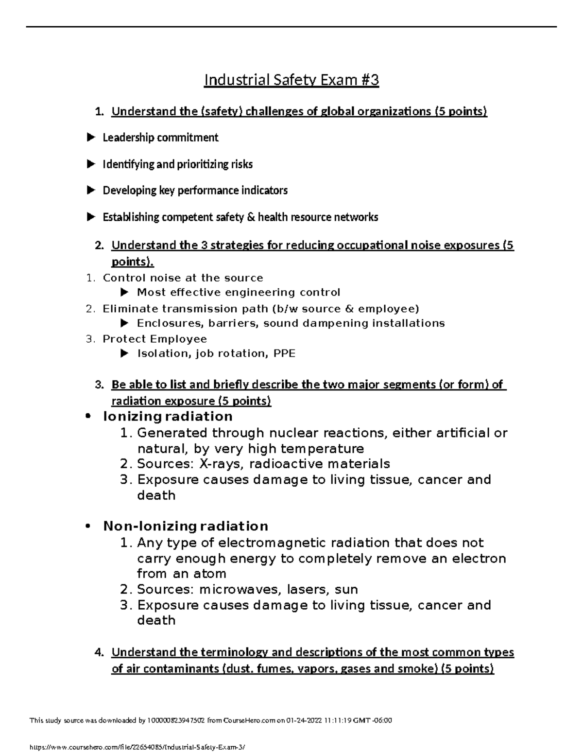 Docx - good - Industrial Safety Exam 1. Understand the (safety ...
