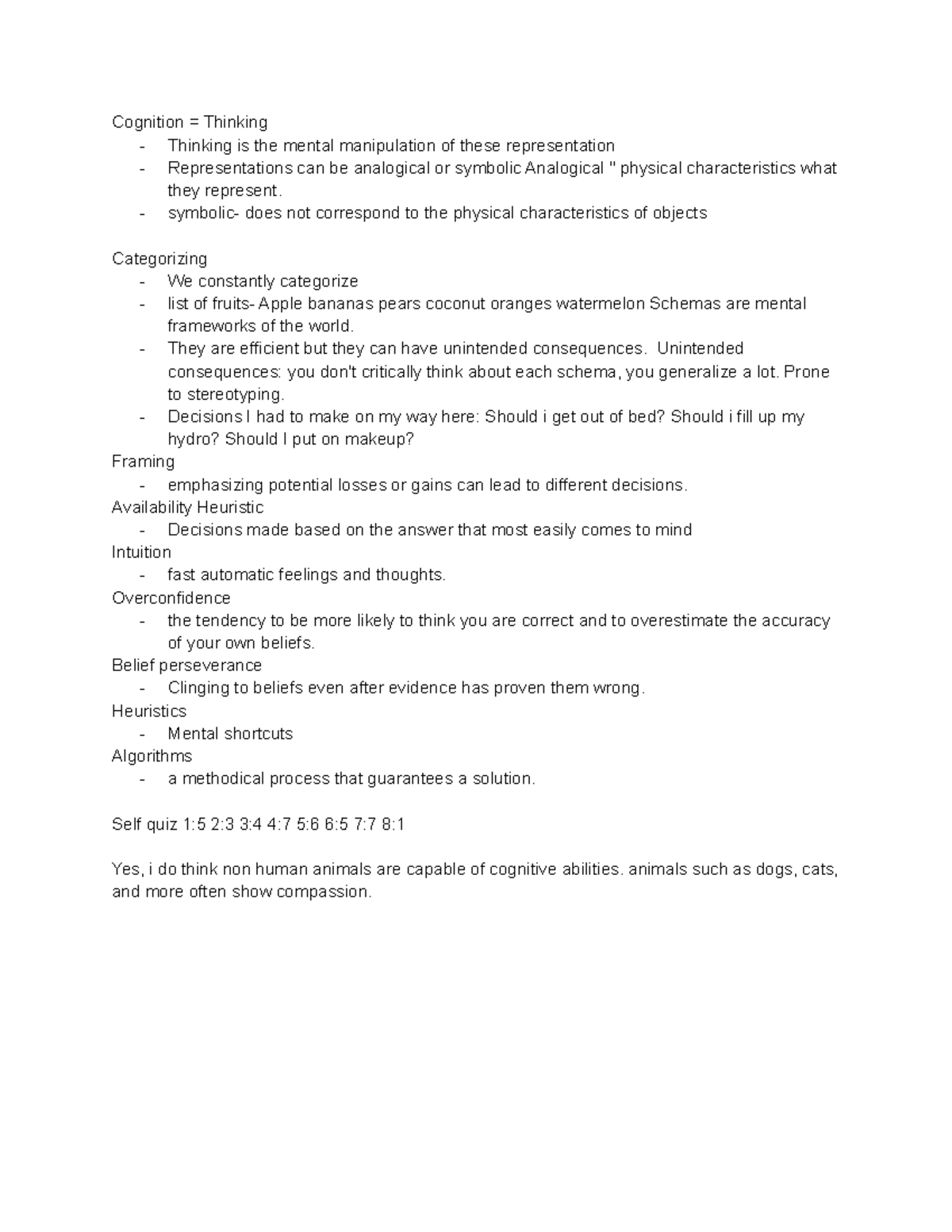PSY Notes Meeting #5 - Categorizing Cognition = Thinking Availability ...