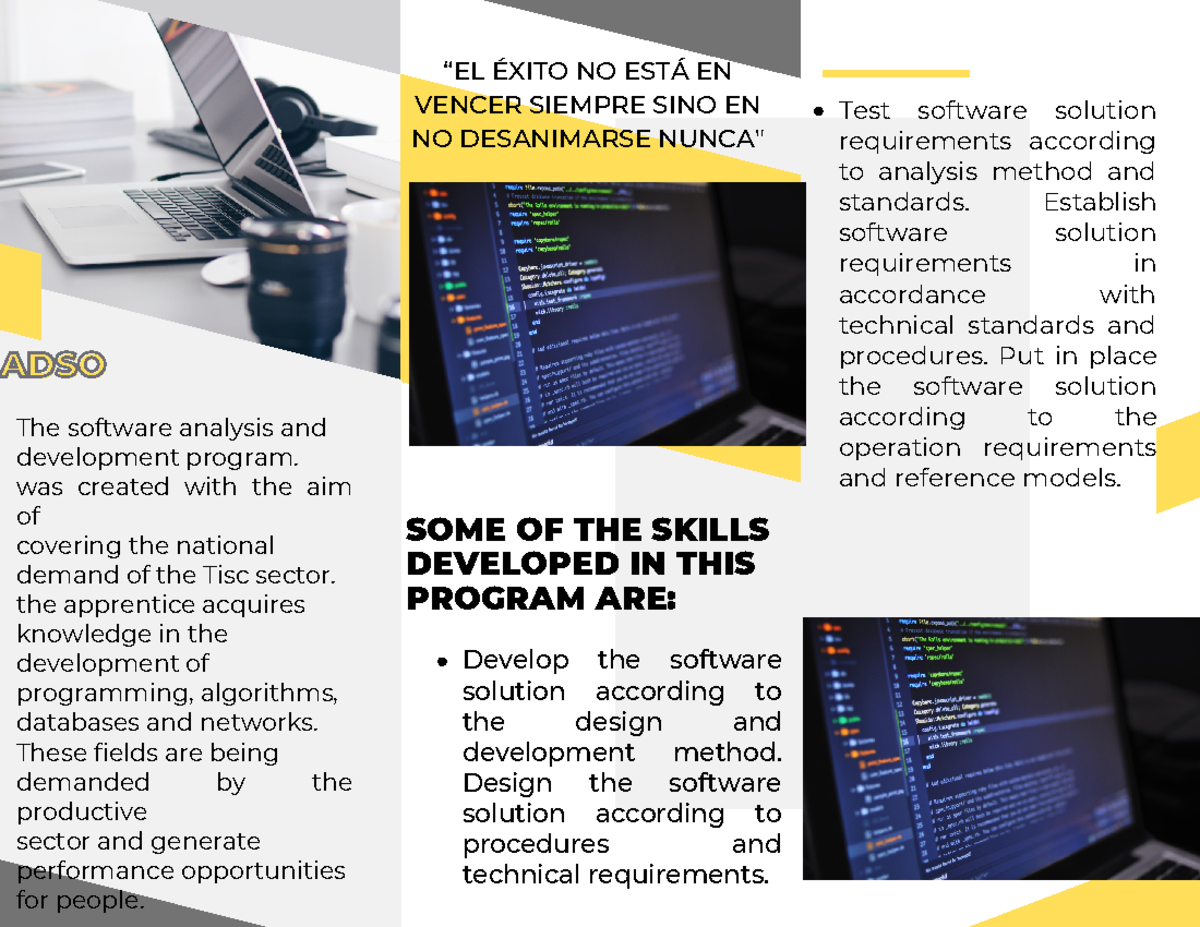 Folleto [994] - The software analysis and development program. was created with the aim of ...