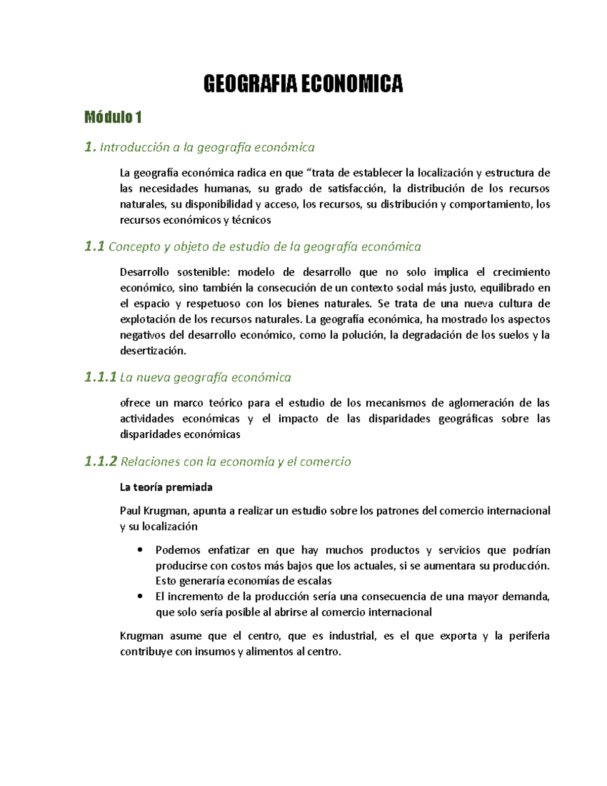 Geografia Economica resumen - GEOGRAFIA ECONOMICA Módulo 1 1 ...