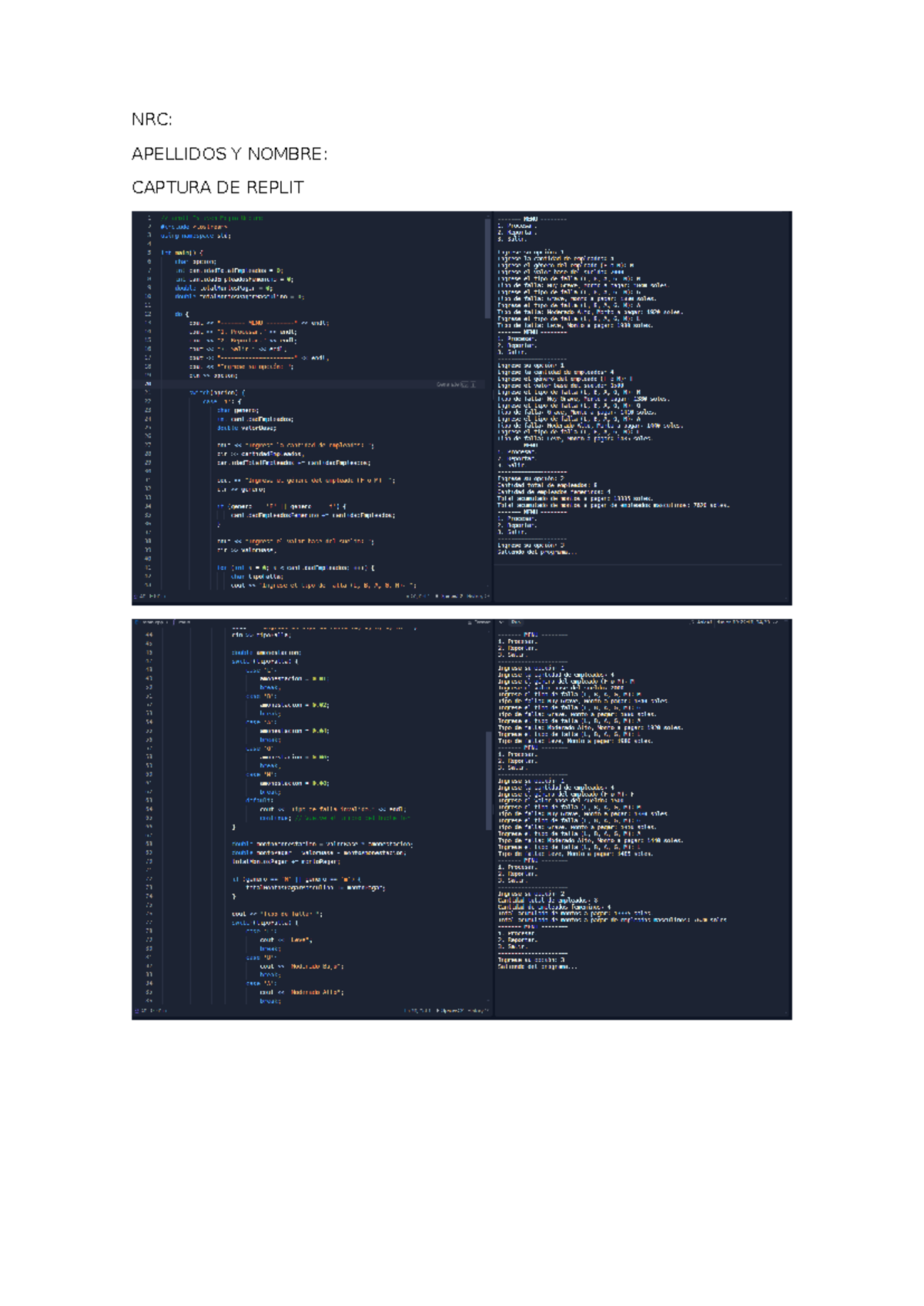 examen de argumentacion - NRC: APELLIDOS Y NOMBRE: CAPTURA DE REPLIT ...