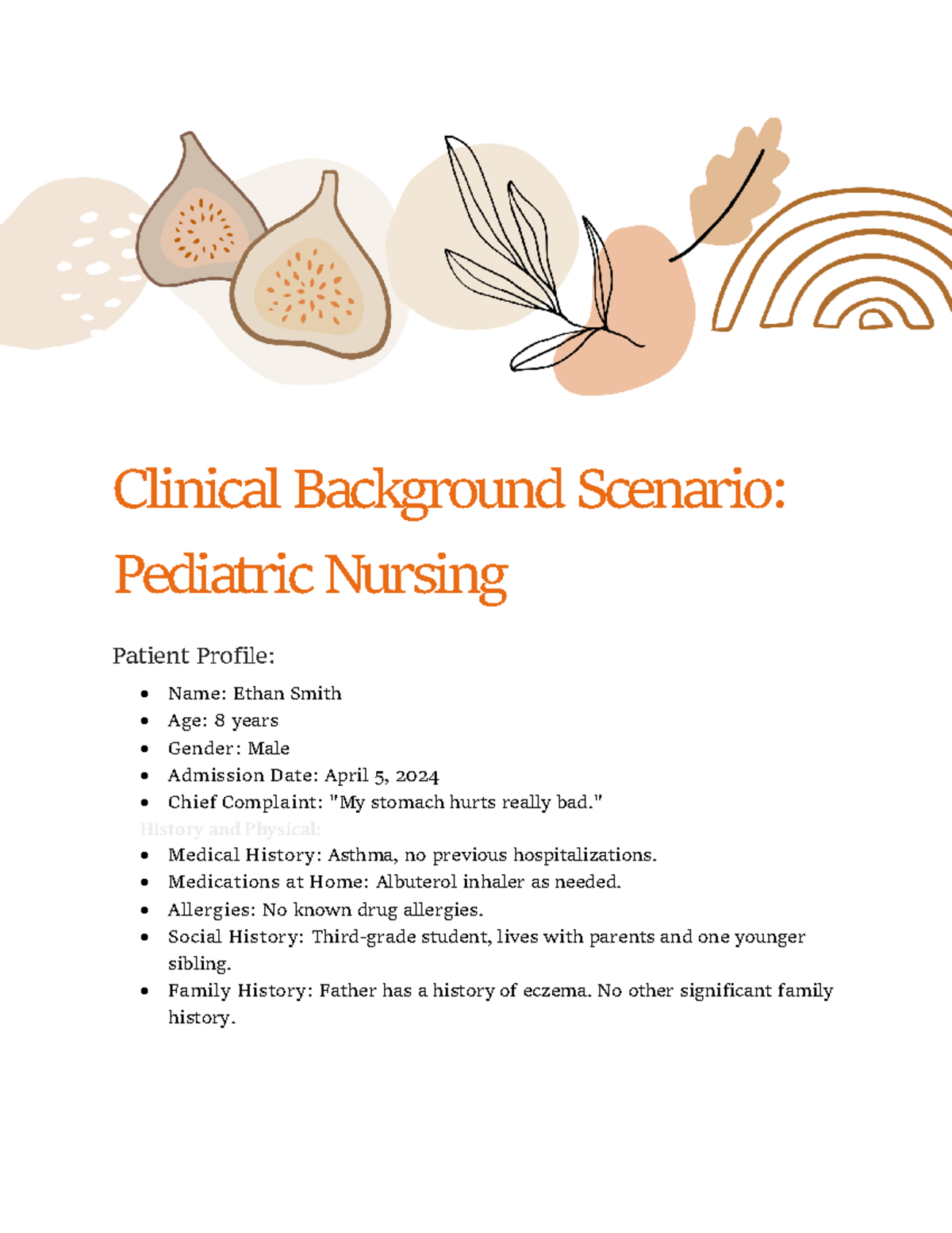 Clinical Background Scenario Pediatric Nursing - Clinical Background ...