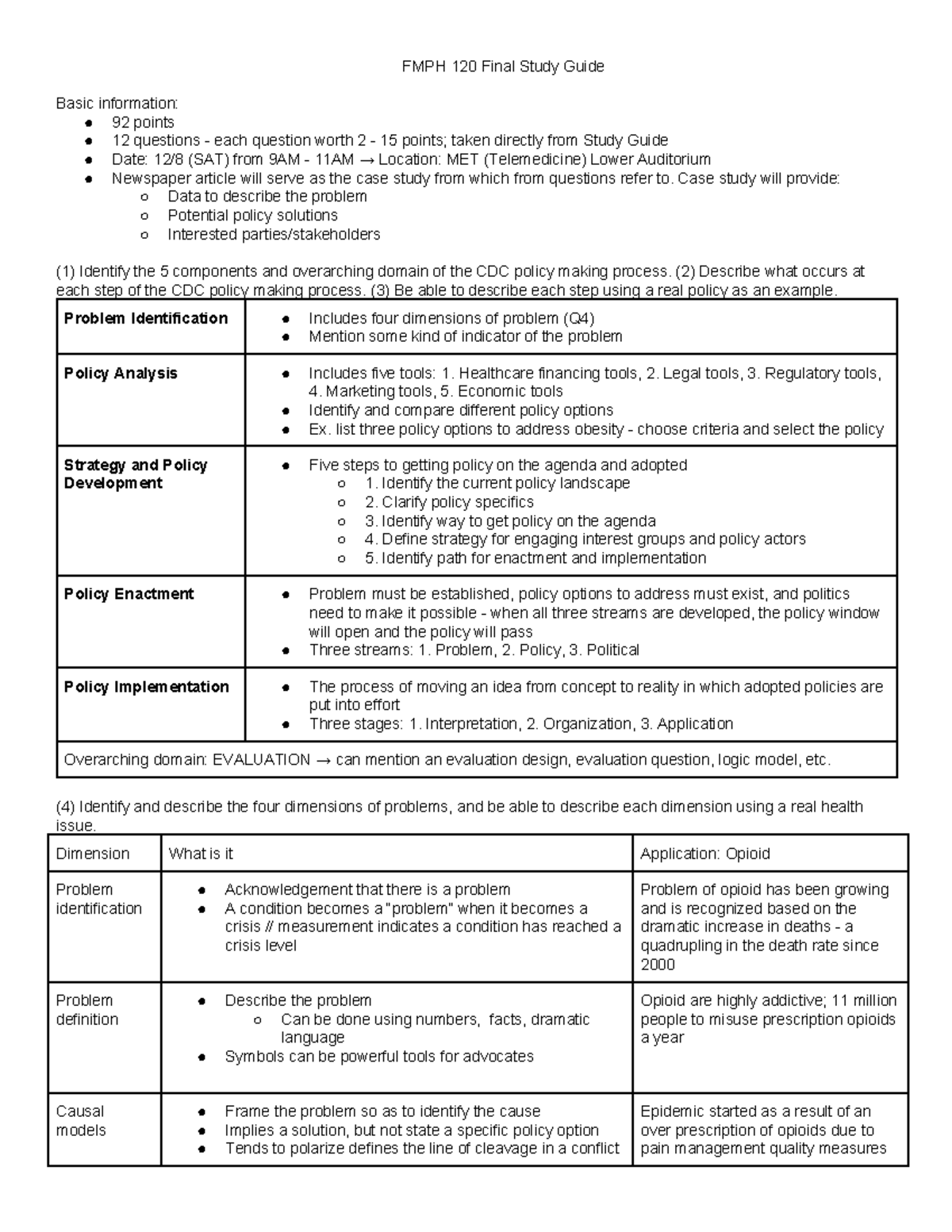 [ FMPH 120 ] Final Study Guide - FMPH 120 Final Study Guide Basic ...