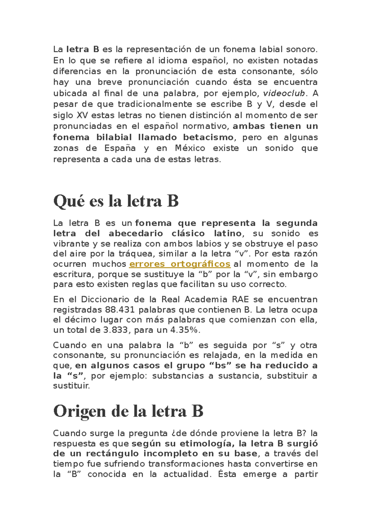 Letra B - La letra B es la representación de un fonema labial sonoro ...