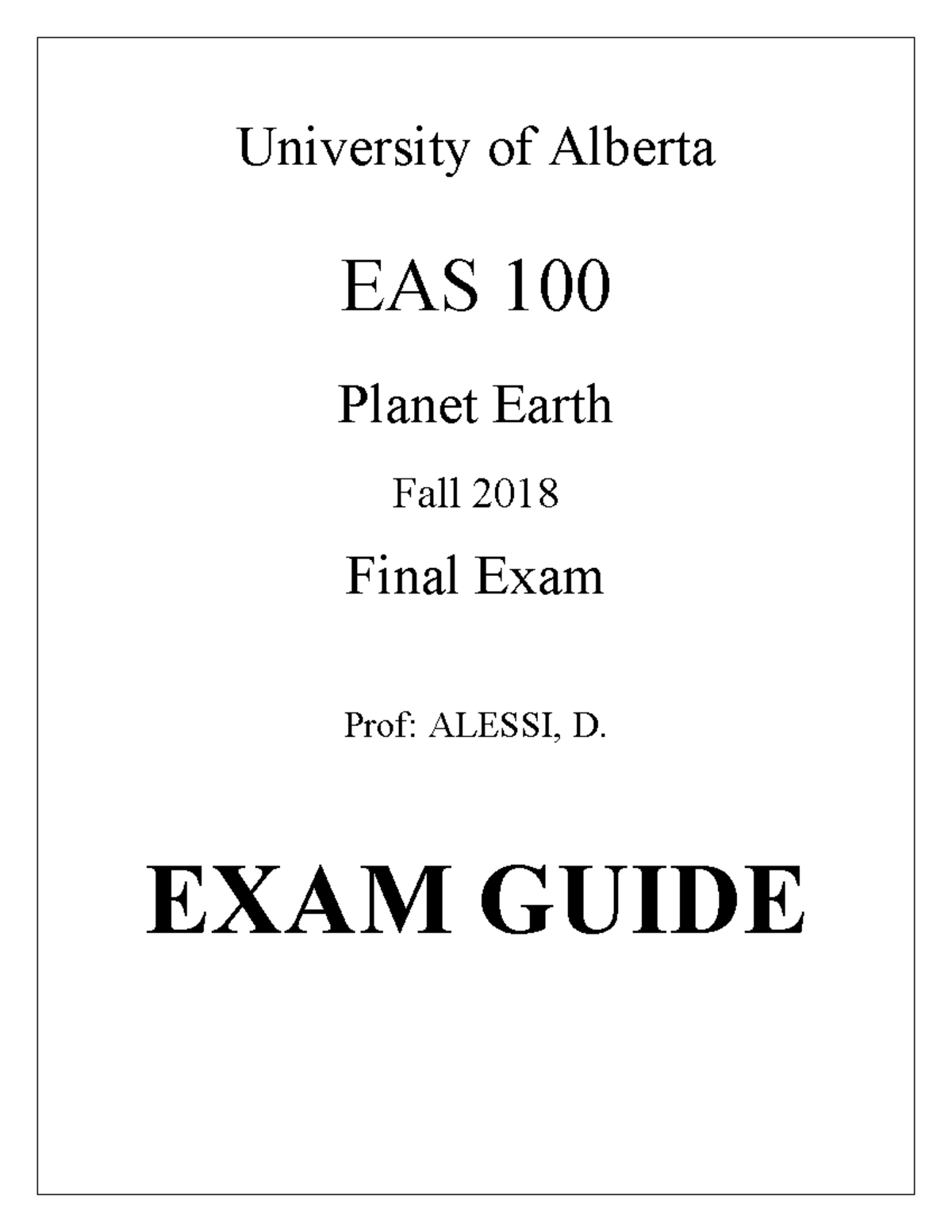 Earth and Atmospheric Sciences Study Guide - University of Alberta EAS ...