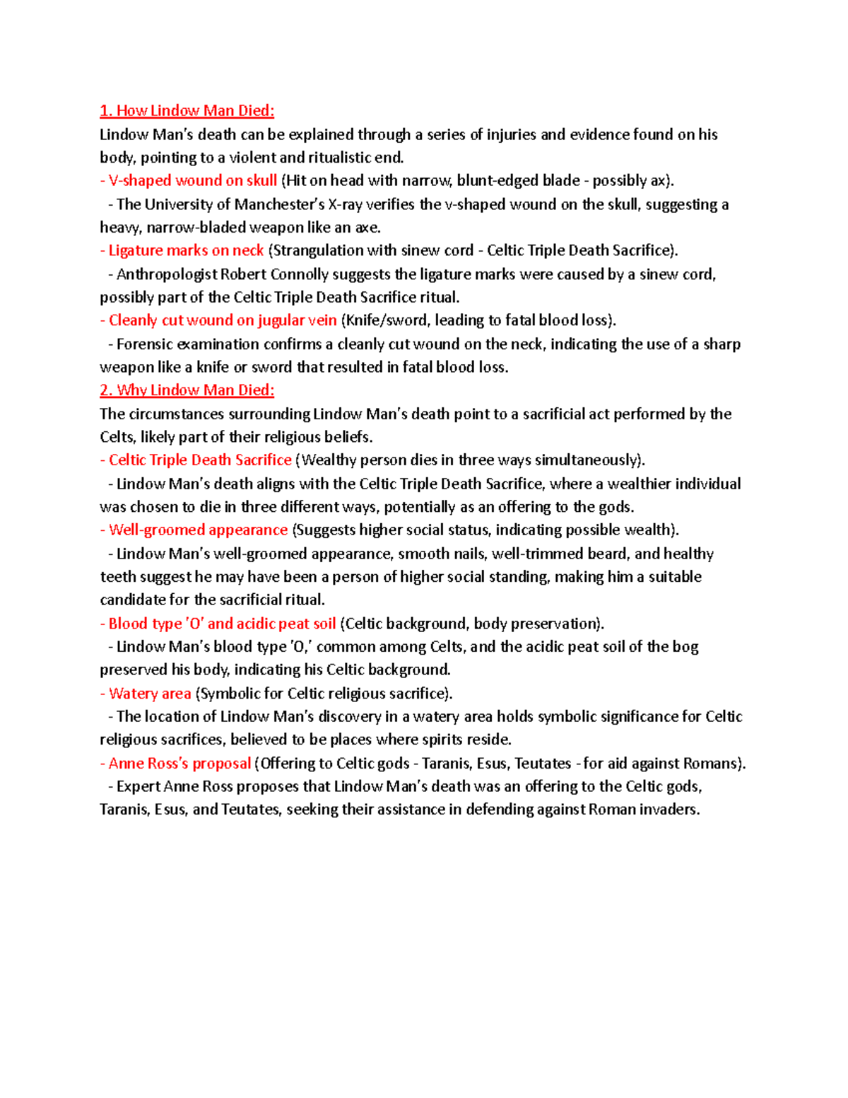 My notes - its god - How Lindow Man Died: Lindow Man's death can be ...
