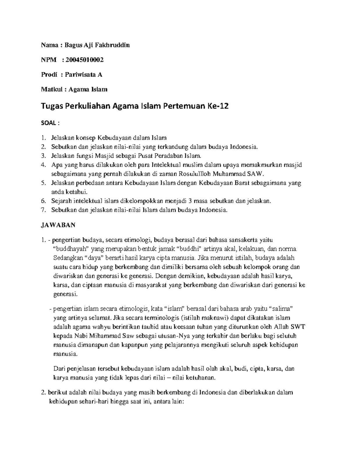 ( Tugas Agama Islam pertemuan ke-12) Bagus Aji Fakhruddin-2004 5010002 ...