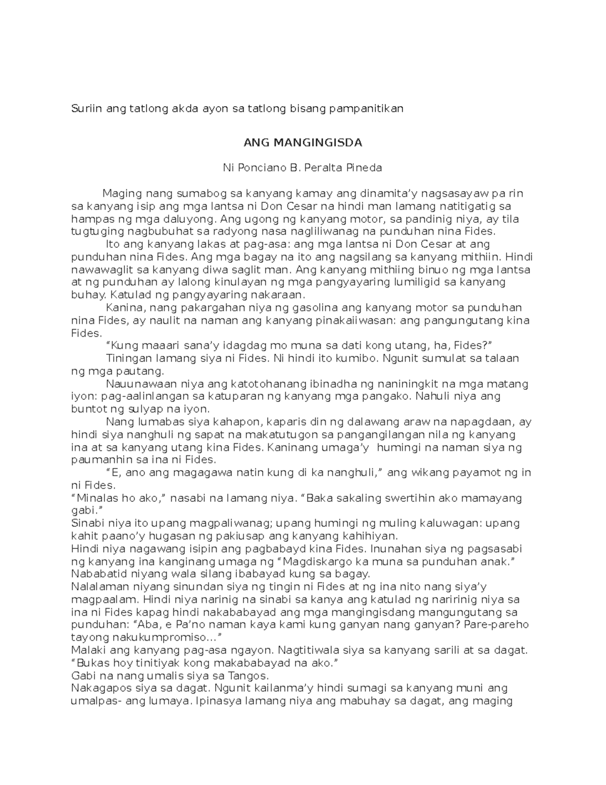 Gawain Pagsusuri NG Maiklng Kwento - Suriin ang tatlong akda ayon sa ...