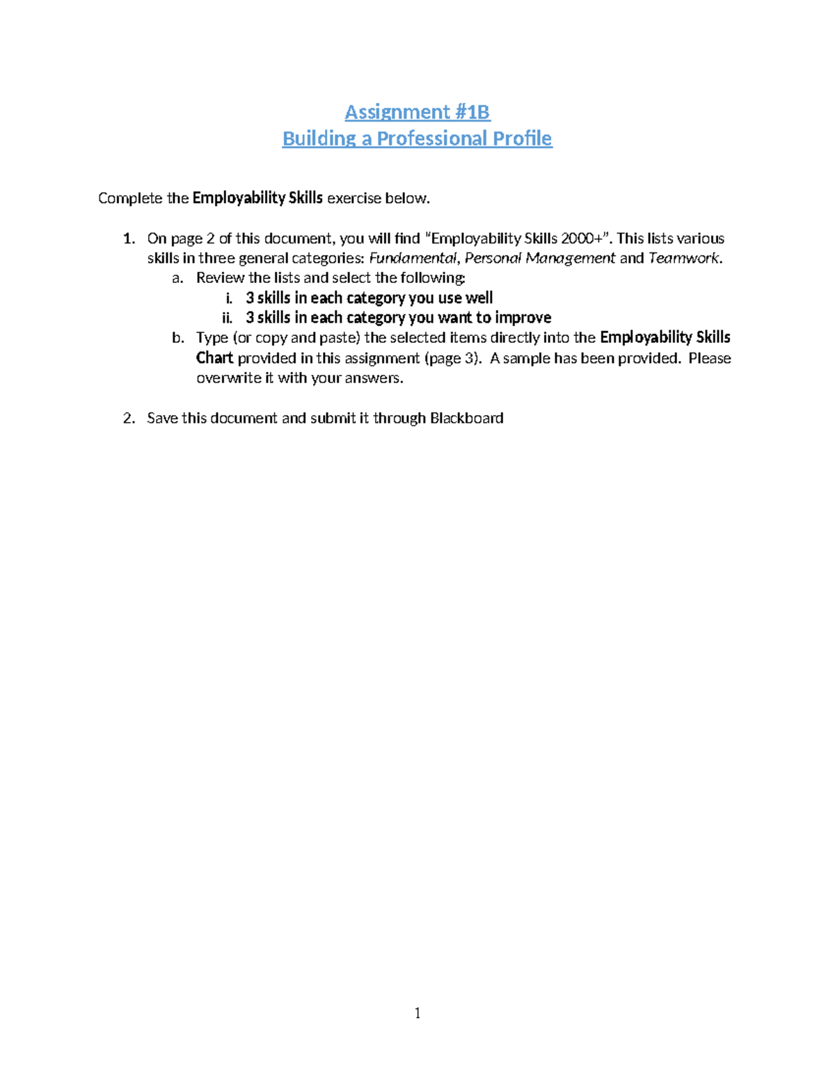 Assignment #1B - Completing a Professional Profile - Tagged - Assignment #1B Building a ...