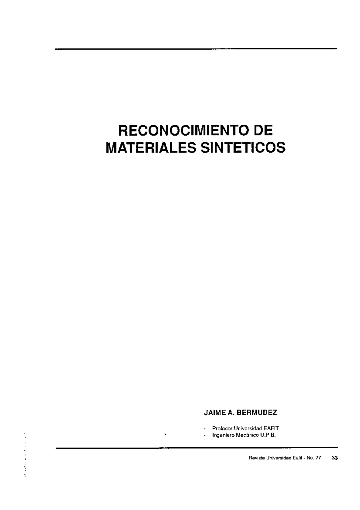 Reconocimiento de Materiales Sinteticos - Costos y Presupuestos - Studocu