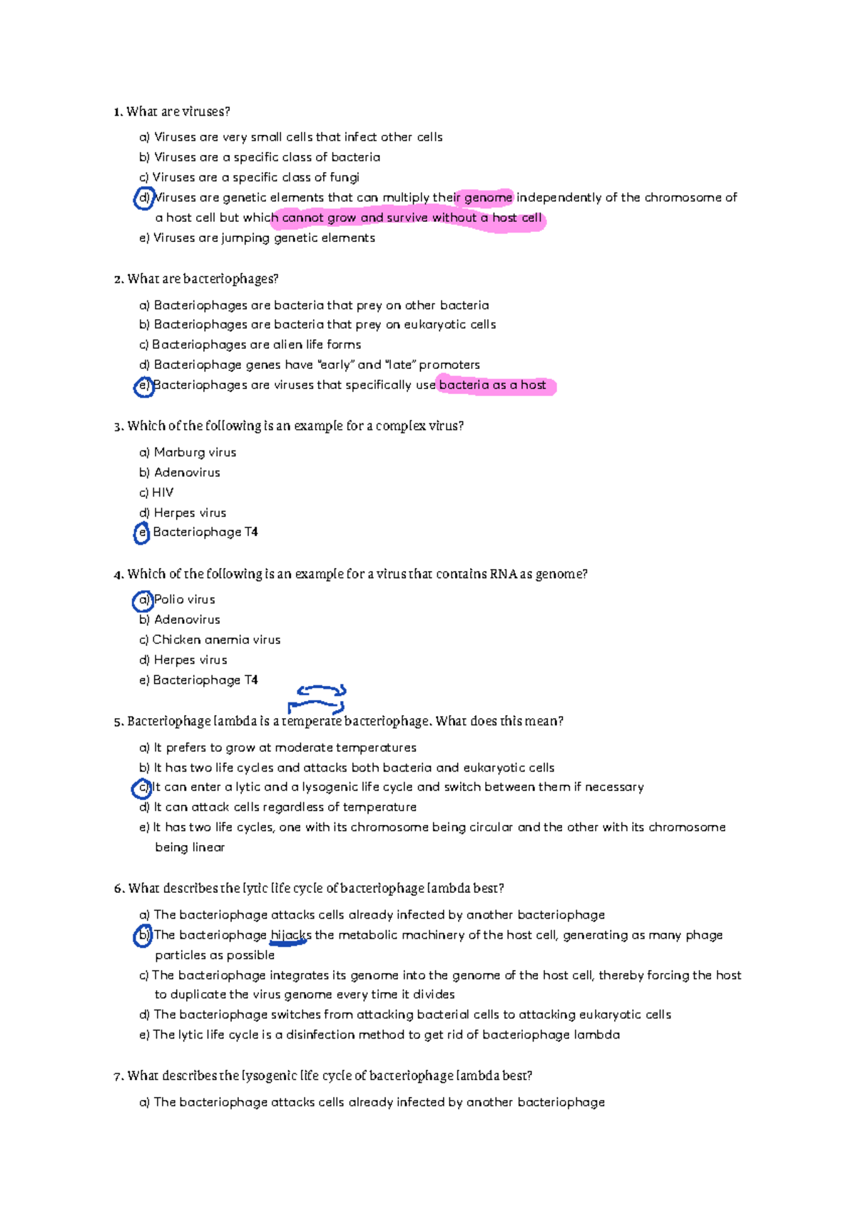 Formative MCQ questions for Bacteriophages and viruses with answers ...