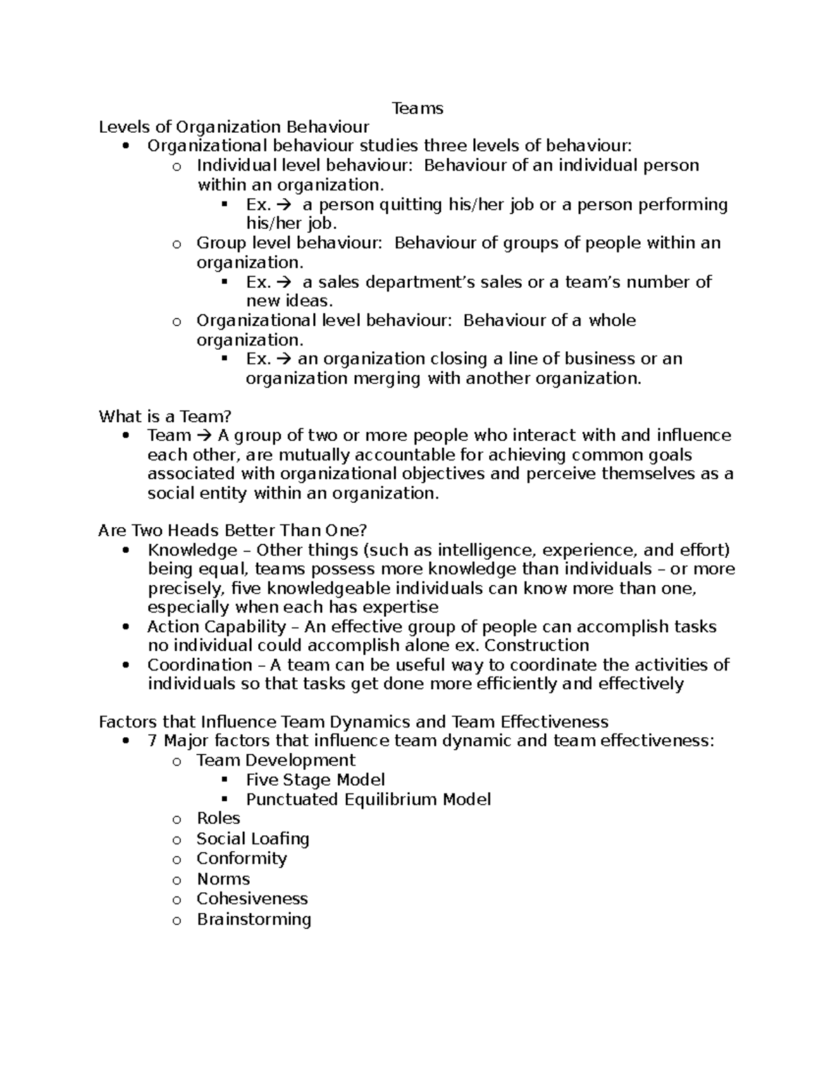 Organizational Behaviour Module 13 - Teams Levels of Organization ...